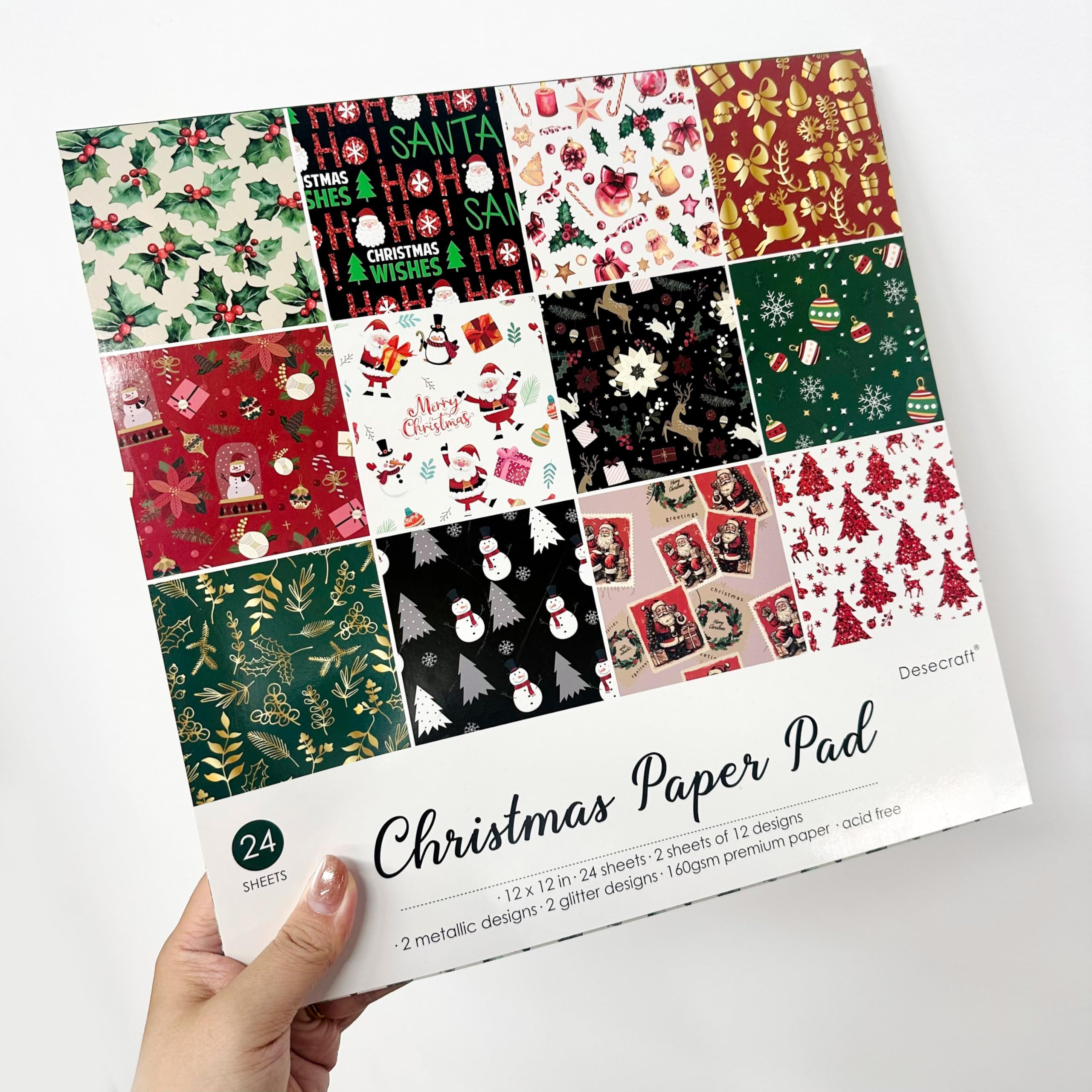 Amazon.com: XMBHHRM Vintage Plaid Christmas Scrapbook Paper 6x6 Red ...