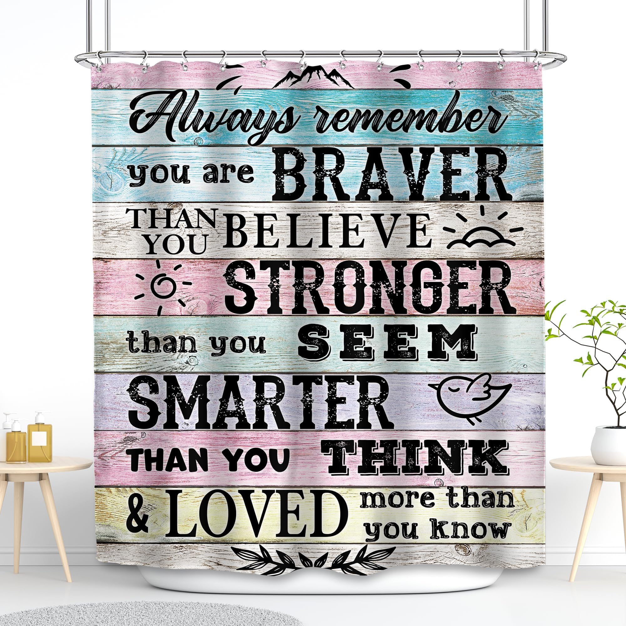 Amazon.com: Emvency Black Positive Shower Curtain Quotes Inspirational ...