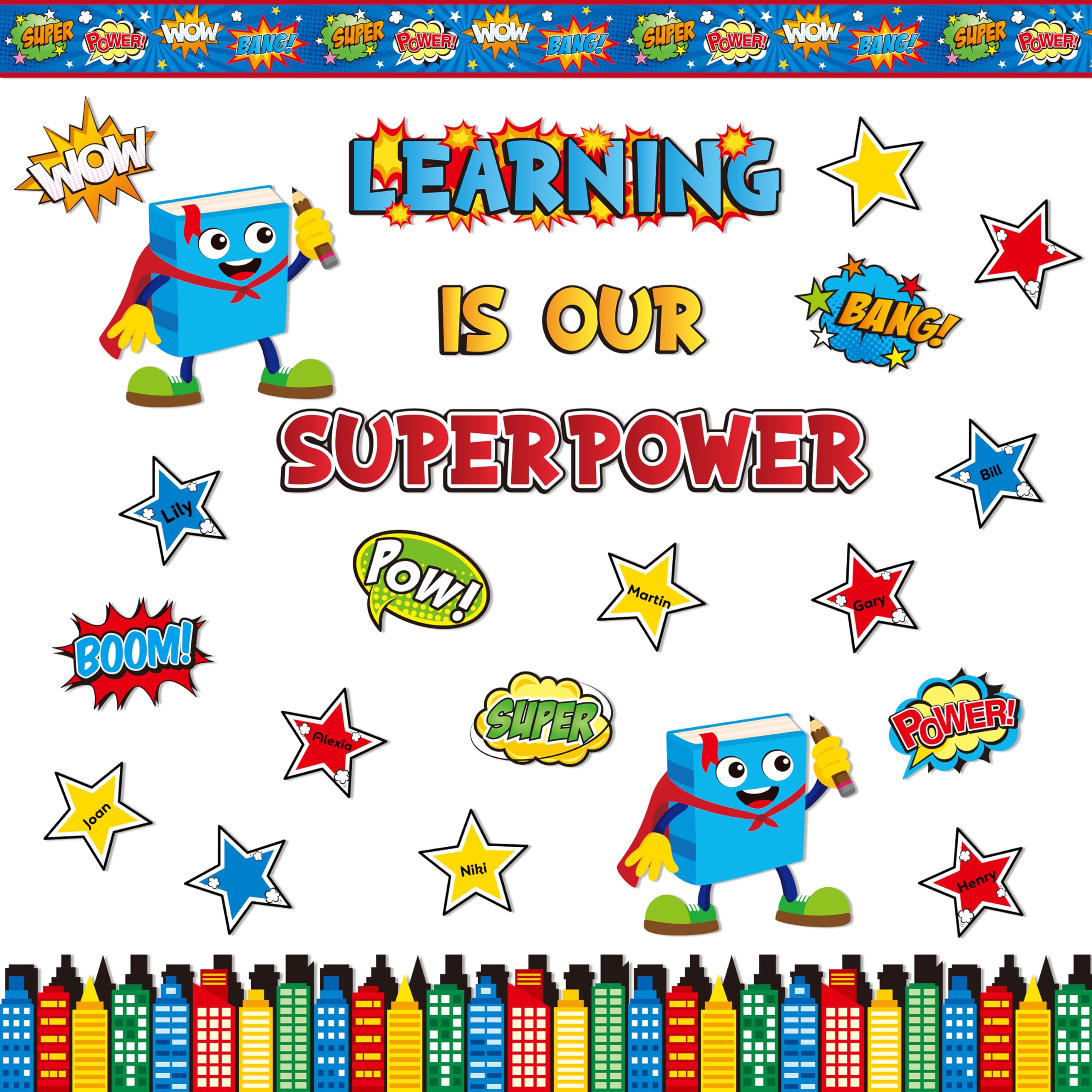 Buy Superhero Learning Bulletin Board - 80Pcs Back to School Learning ...