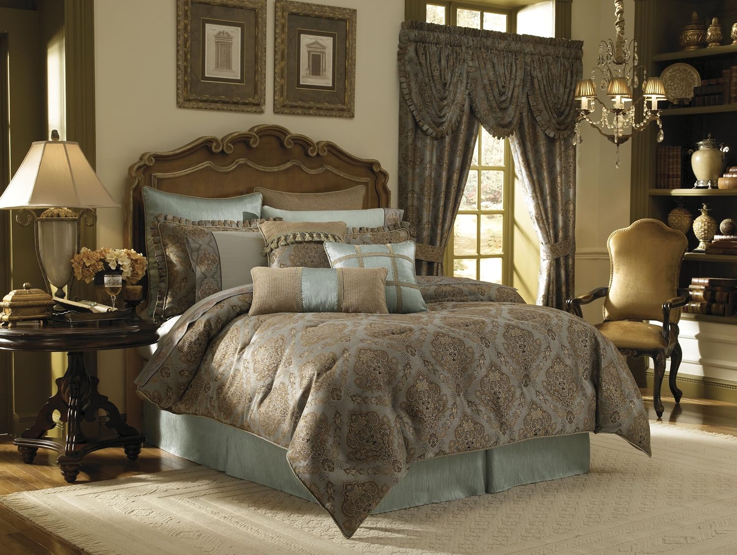 Amazon.com: Croscill Home Laviano 4-Piece Comforter Set, Aqua, Queen ...
