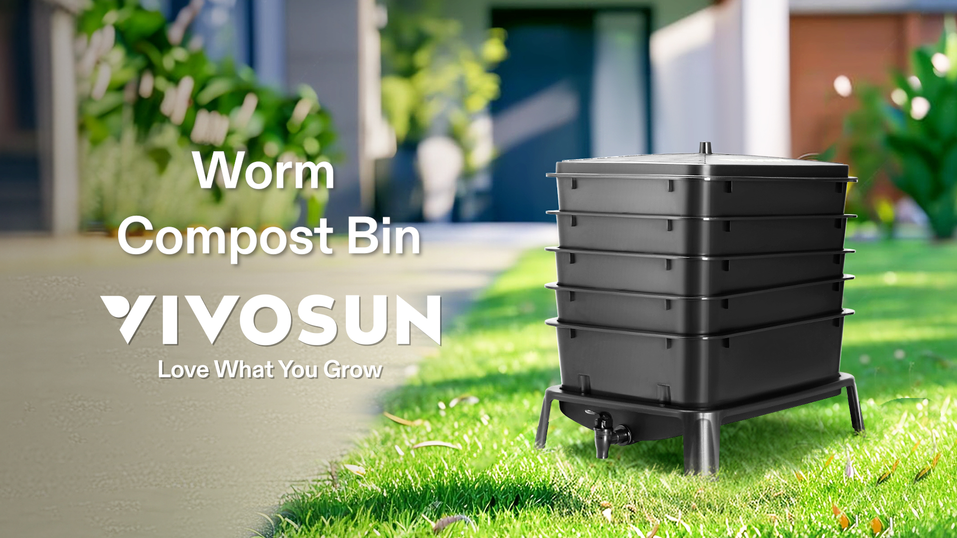 Compost Bin Outdoor 5-Layer Worm Compost Bin, 50L Worm Composter, Easy ...