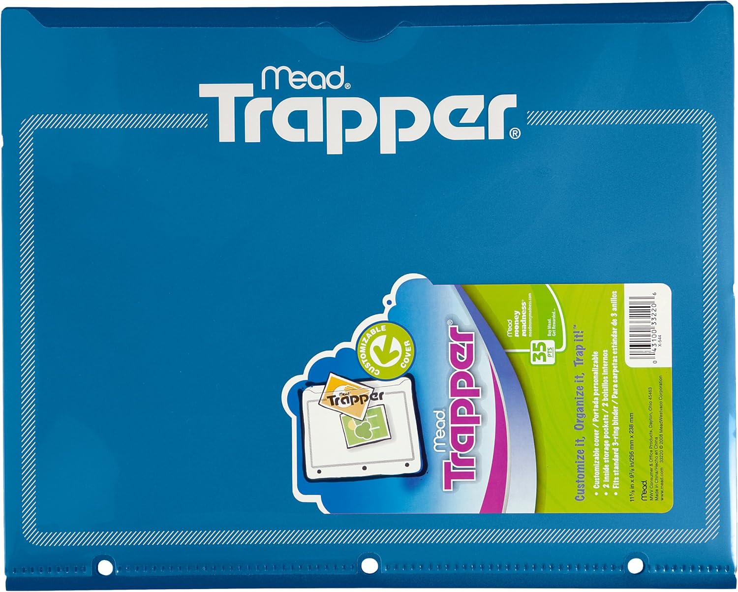 Amazon.com : Trapper Plastic Folder with Customizable Cover, Blue ...