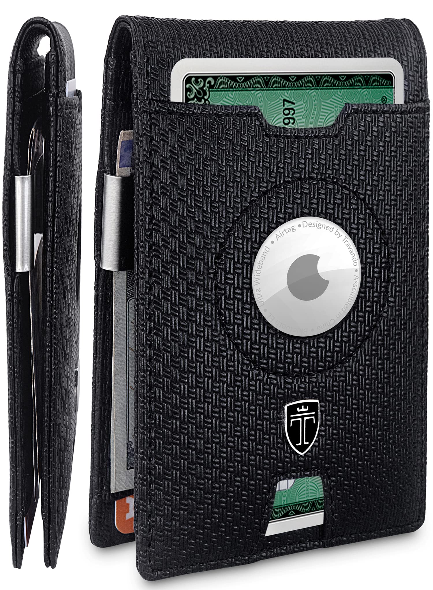 Amazon.com: TRAVANDO AirTag* Wallet Mens Wallet with Money Clip Air Tag ...