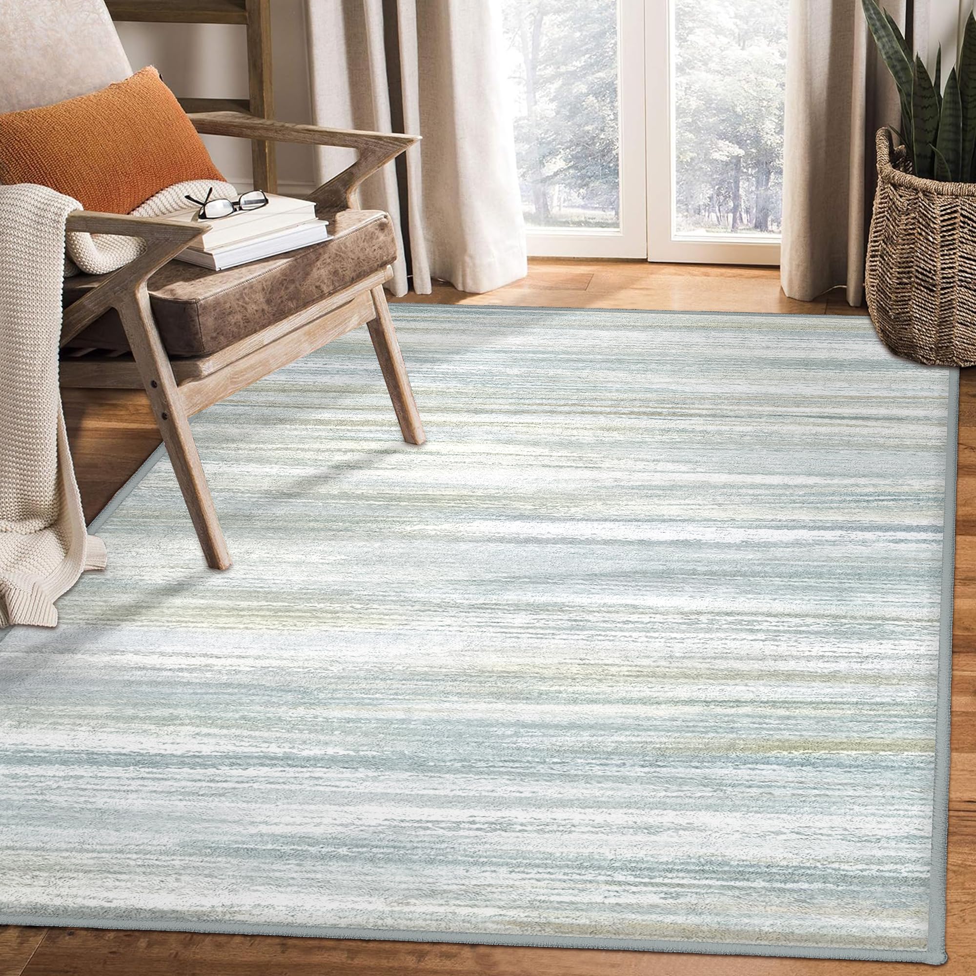 Amazon.com: Nafell 3x5 Washable Bedroom Rug-Blue Small Throw Entryway ...