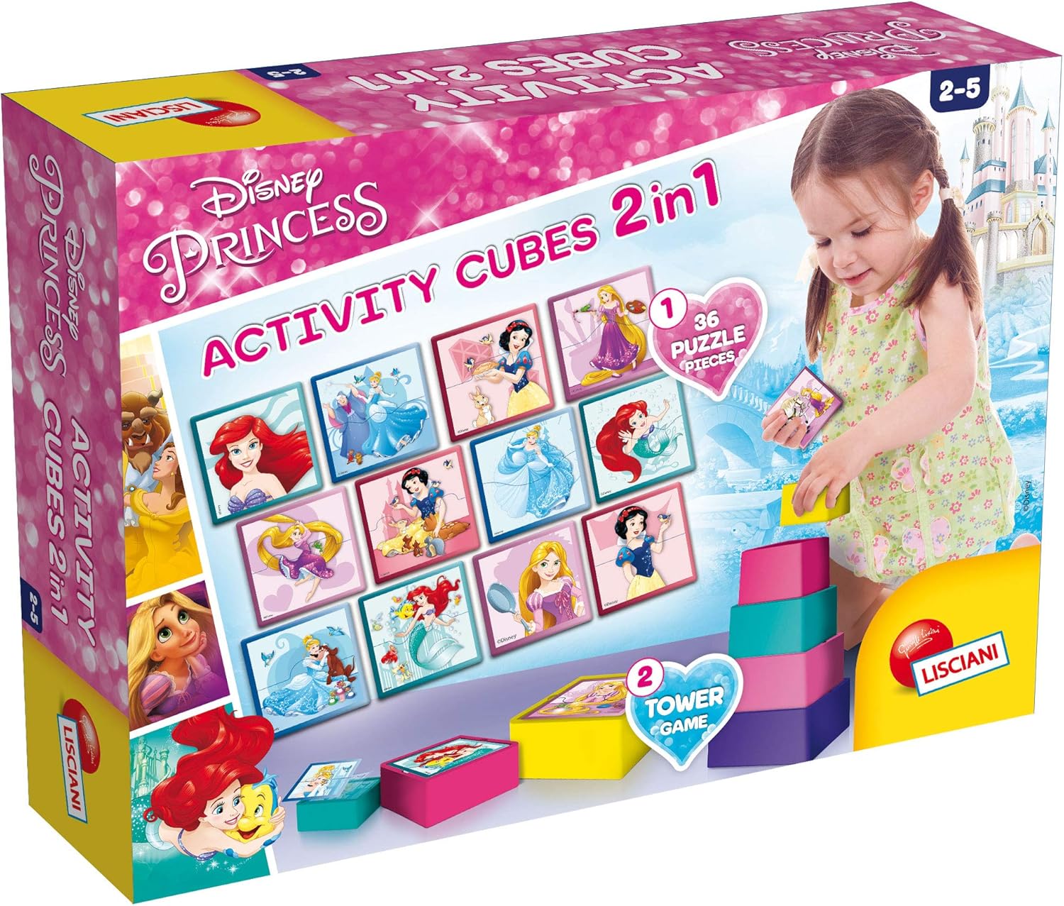 Lisciani 2-in-1 Disney Princess Cubes and Puzzle for Girls - 36 Pieces ...