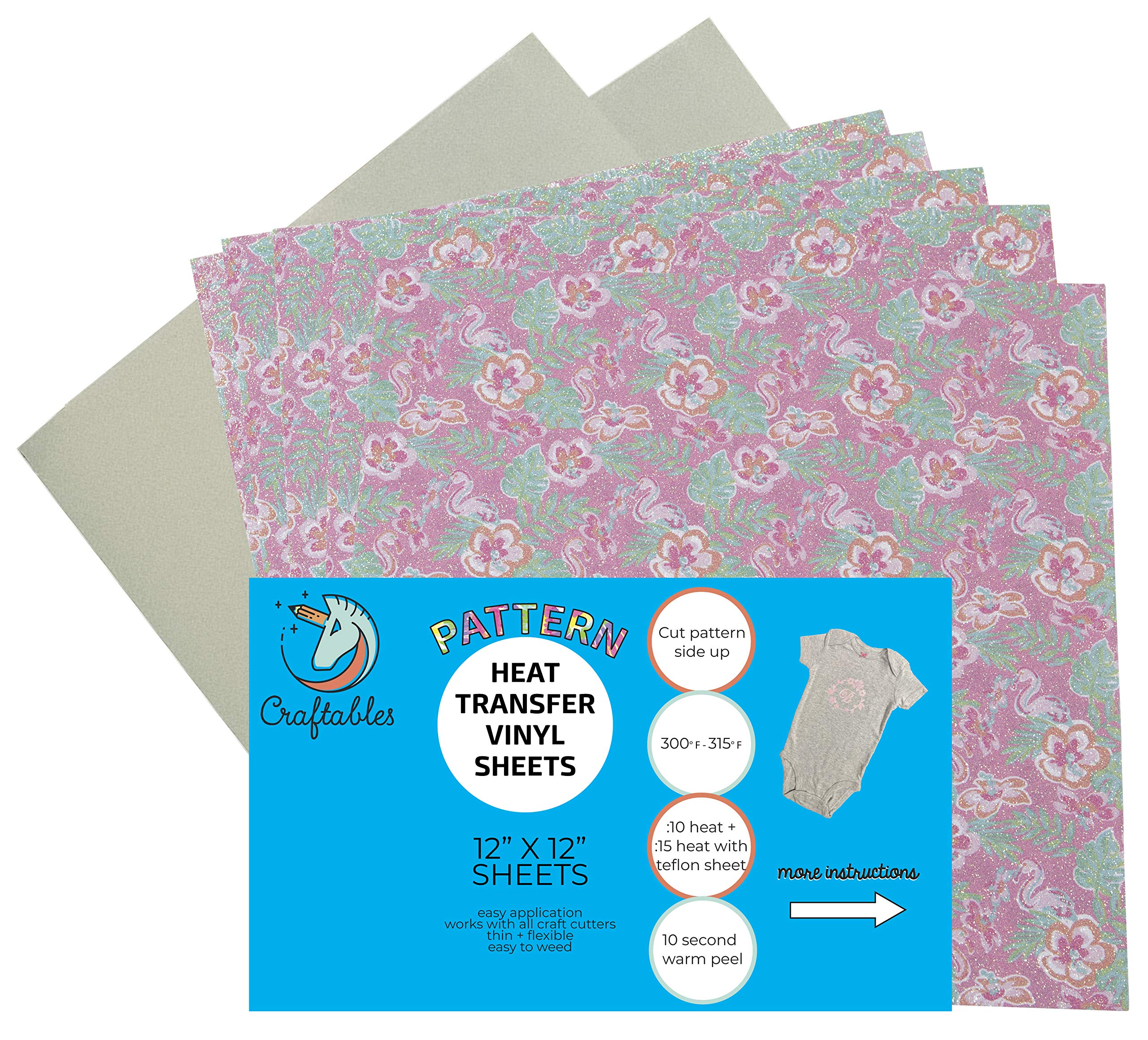 Amazon.com: Flamingo Paisley Glitter Pattern HTV Heat Transfer Craft ...