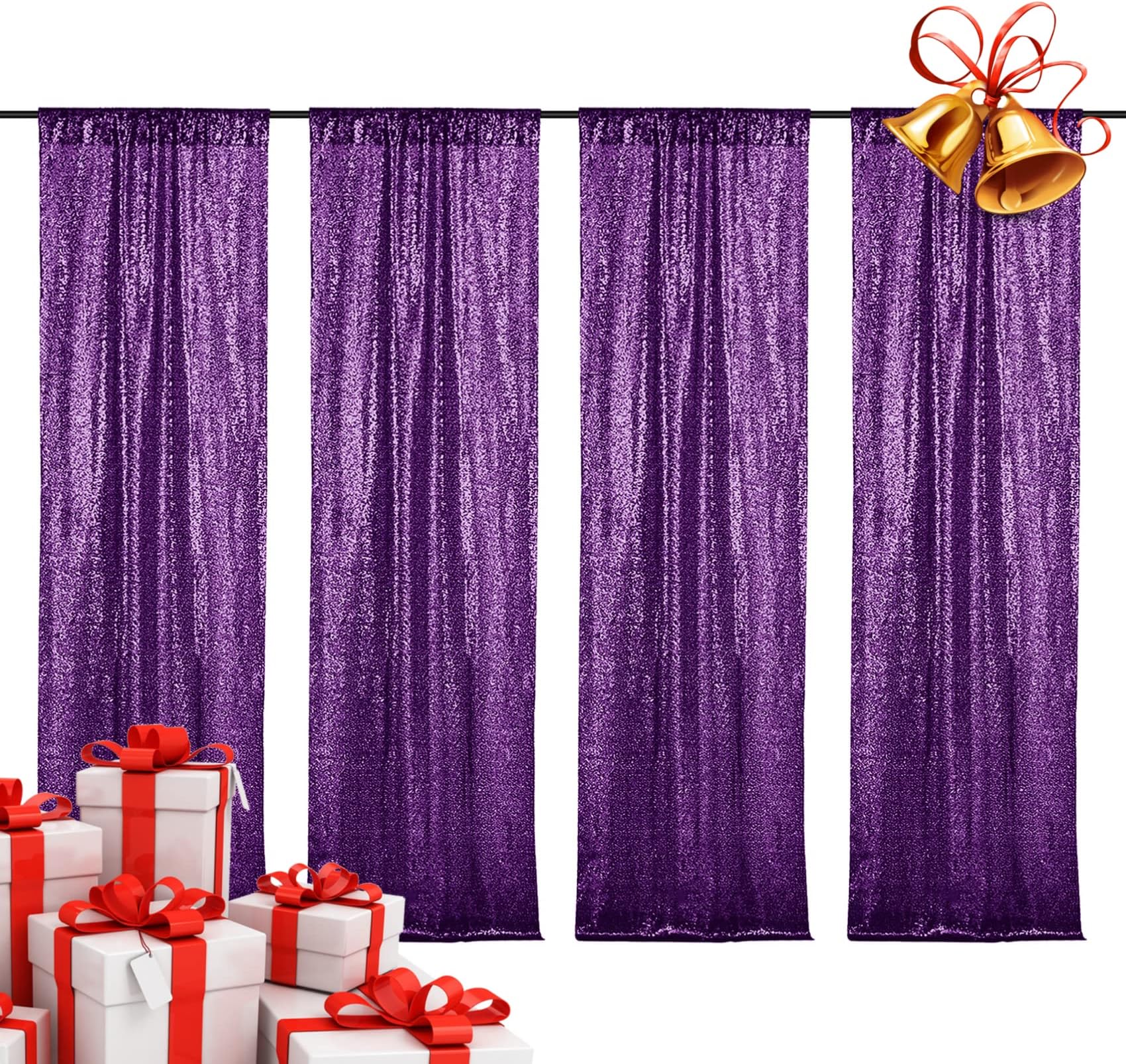 Amazon.com : Rainbow Backdrop Curtain 2 Panels 2FTx8FT Iridescent ...