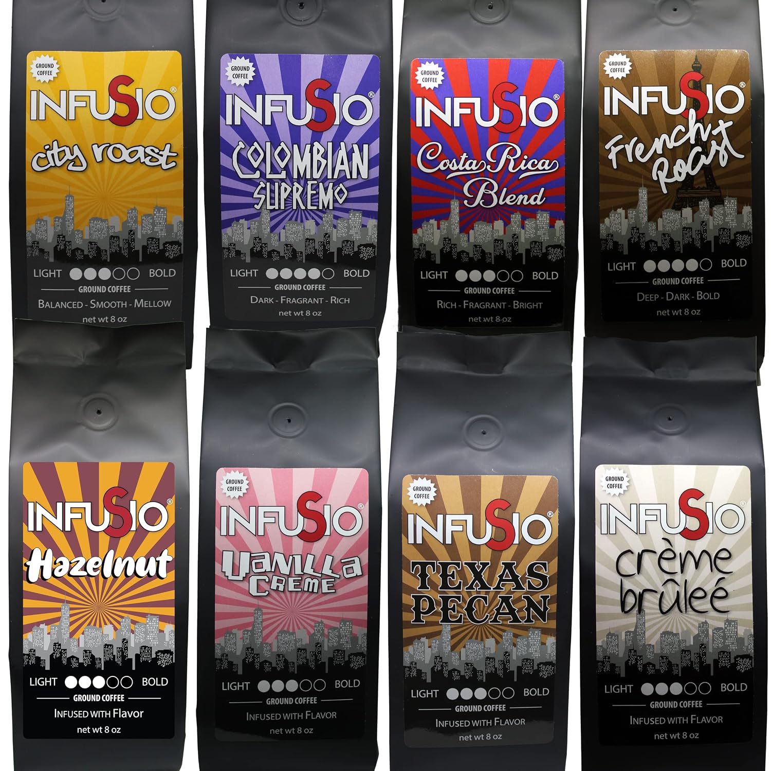 Amazon.com : InfuSio Gourmet Ground Coffee, (64oz) Variety Pack, Eight ...