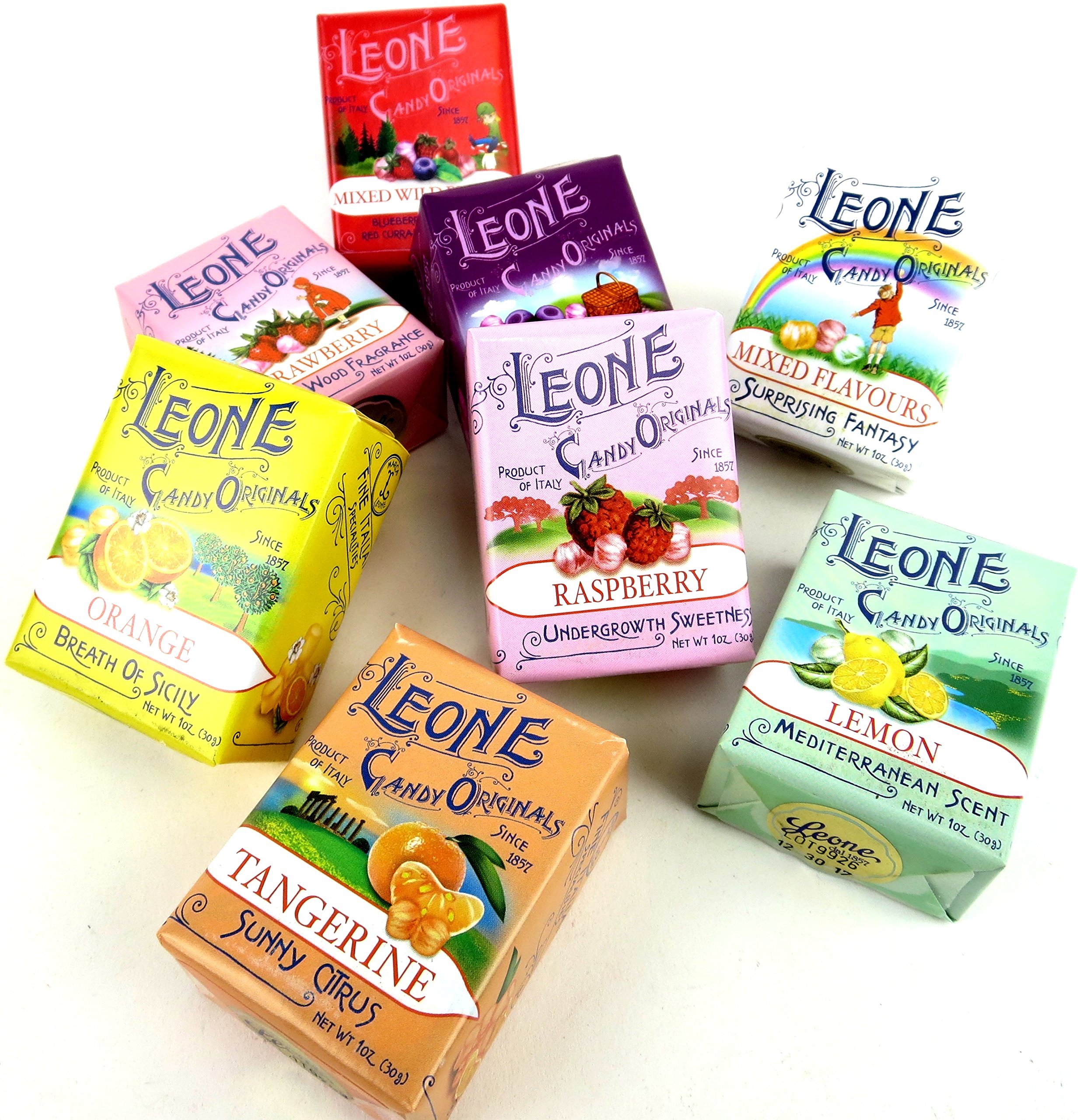 Pastiglie Leone Fruit Pastilles 8-Flavor Variety: One 1 oz Package Each ...