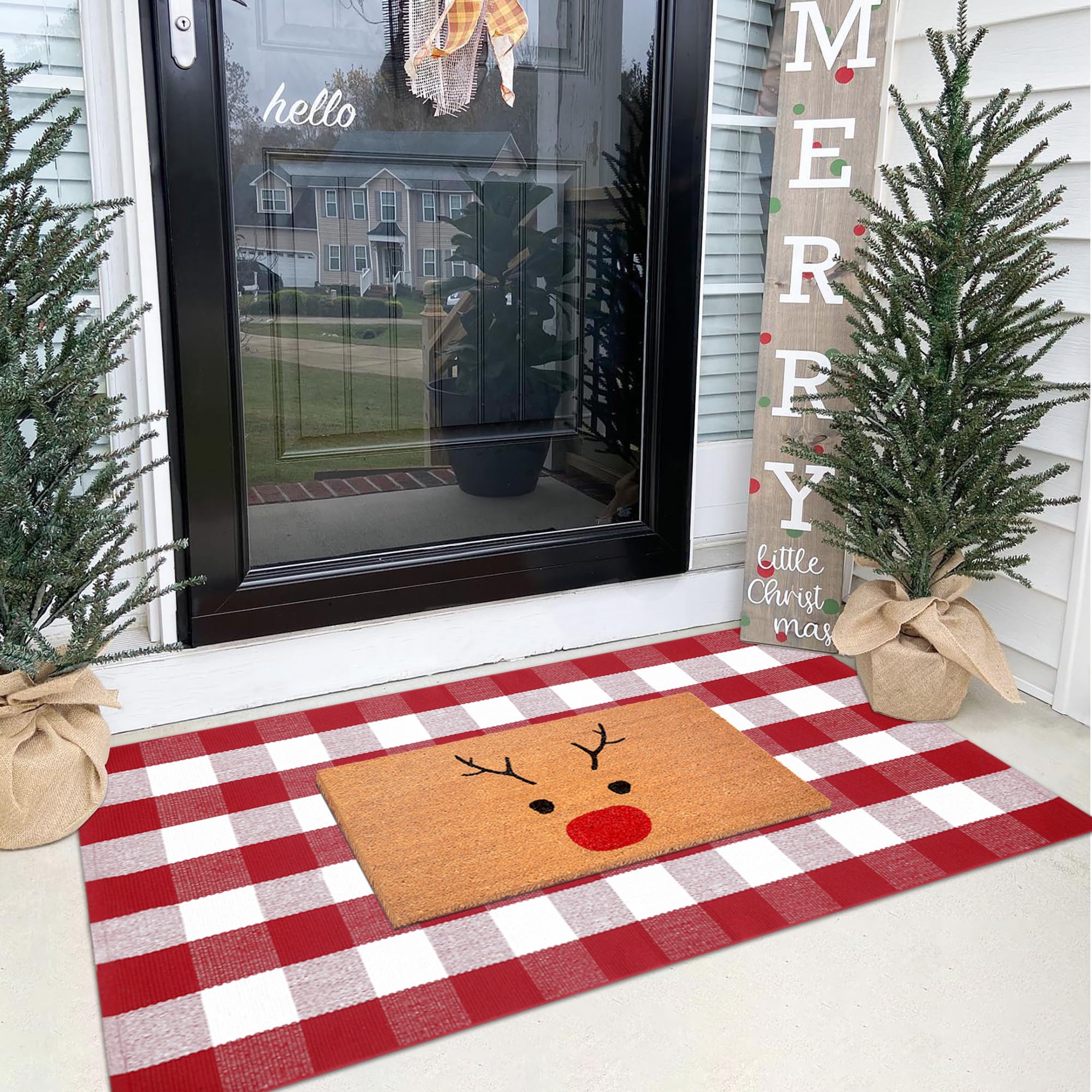 Amazon.com: Christmas Door Mat Combo Set, 100% Coco Coir Welcome Mat ...