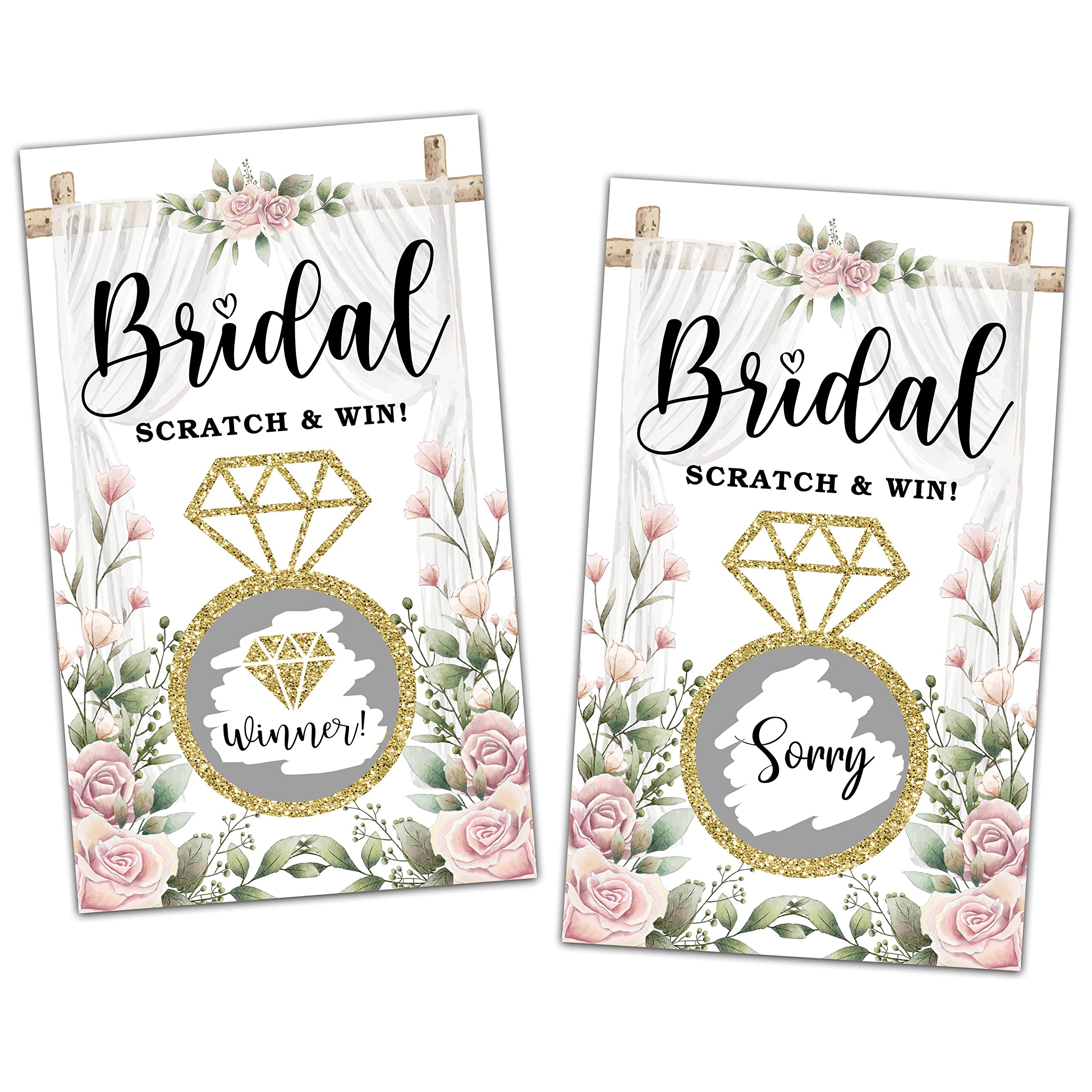 Amazon.com: Bridal Shower Scratch Off Game Cards, Floral Bridal Raffle ...