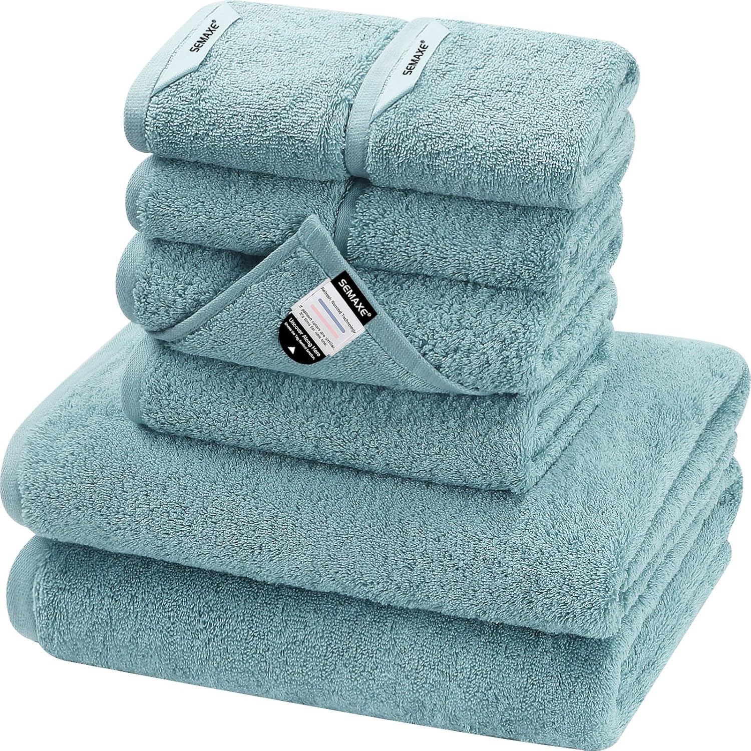 Amazon.com: SEMAXE Bath Towel Set, 100% Cotton Bathroom Towels with ...