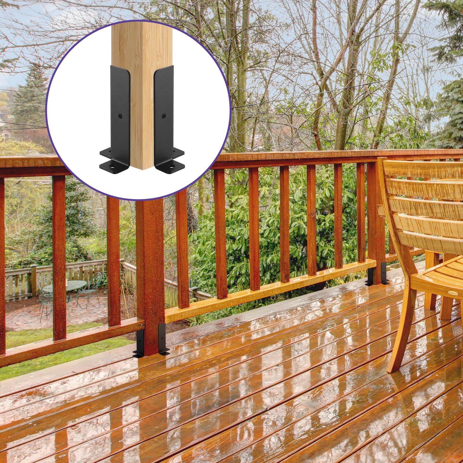 Snapklik.com : 4 Pcs Adjustable Deck Post Anchor Base Brackets - Heavy ...
