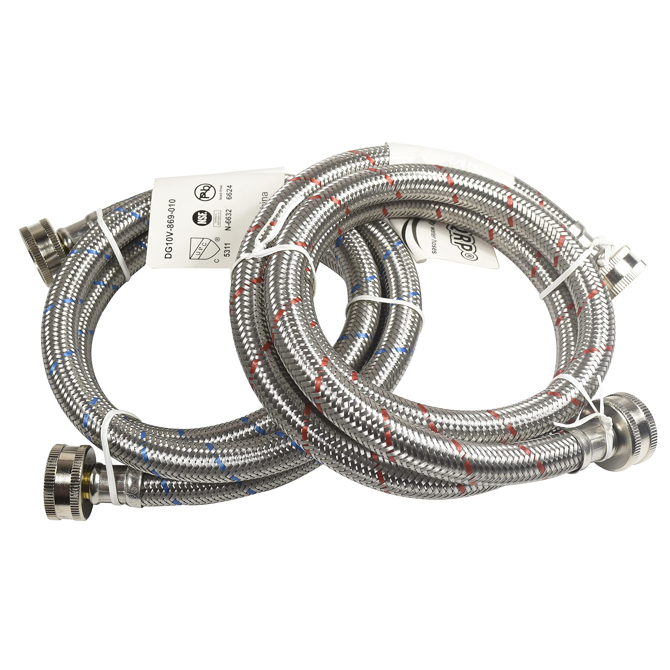 Snapklik.com : HQRP 4 Ft Stainless Steel Washing Machine Hose Set