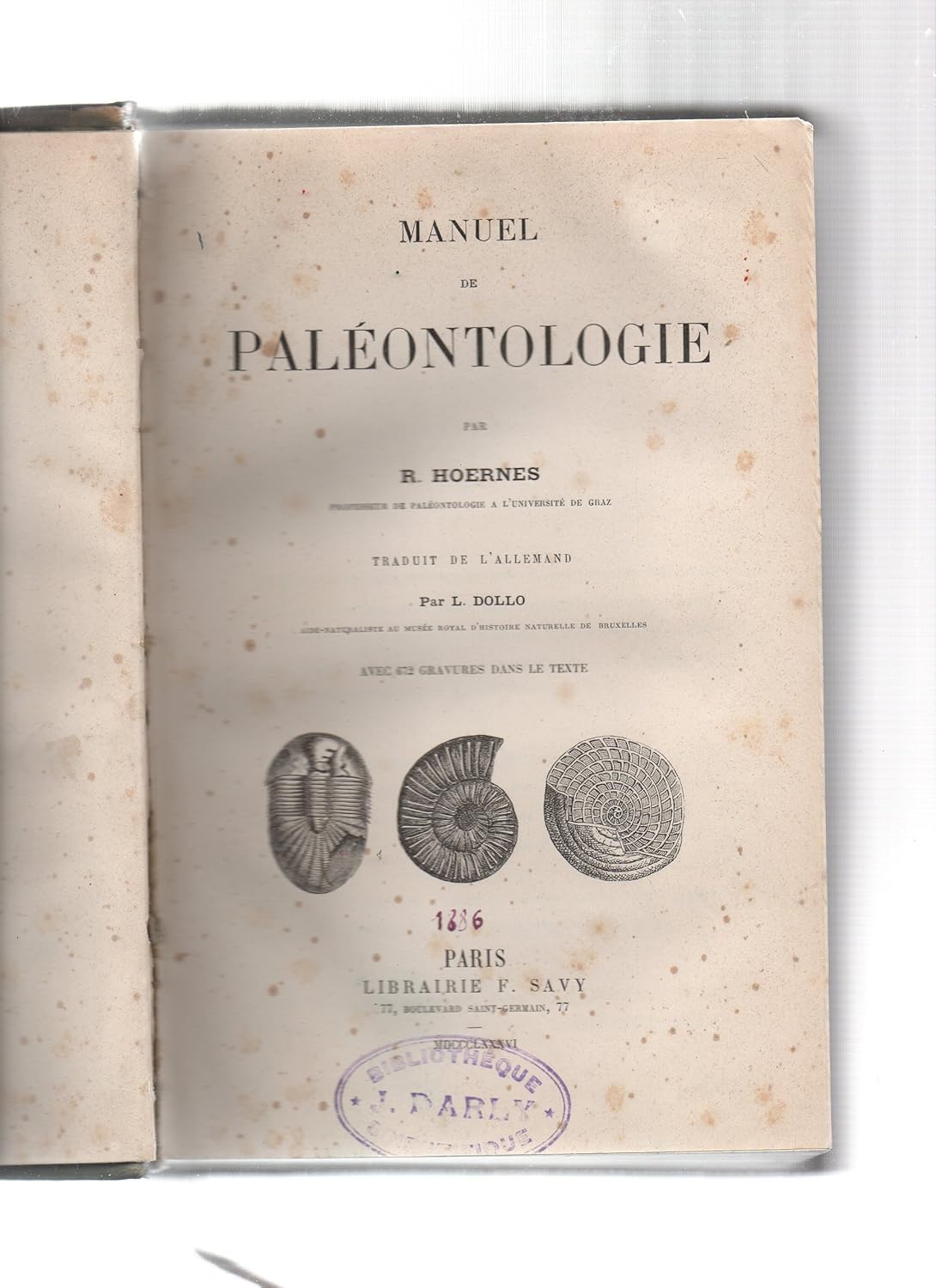 Amazon.fr - Manuel de paléontologie, par R. Hoernes,... Traduit de l ...