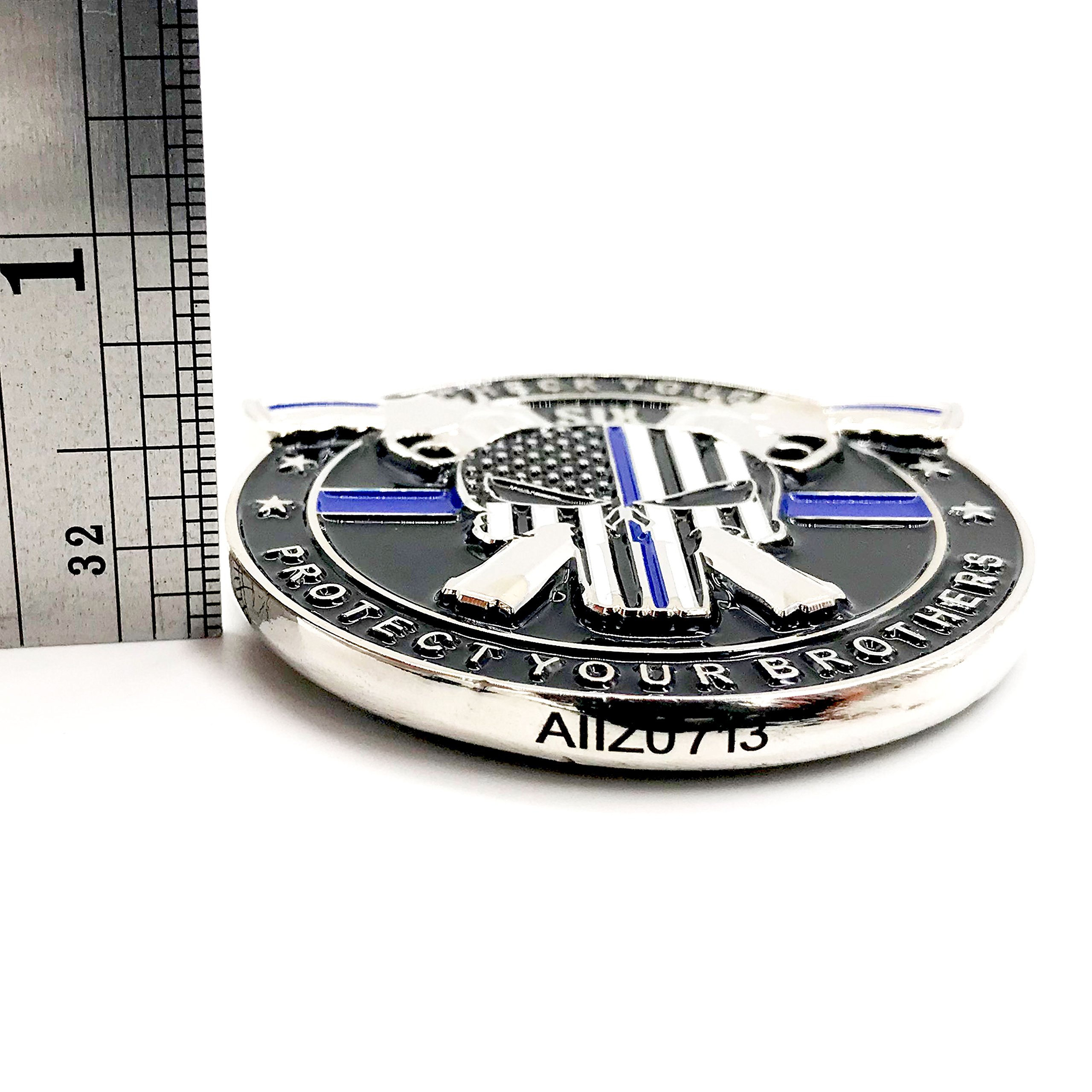 Buy AIIZ Collectibles Police Coin & Pin - Skull Thin Blue Line, Blue ...
