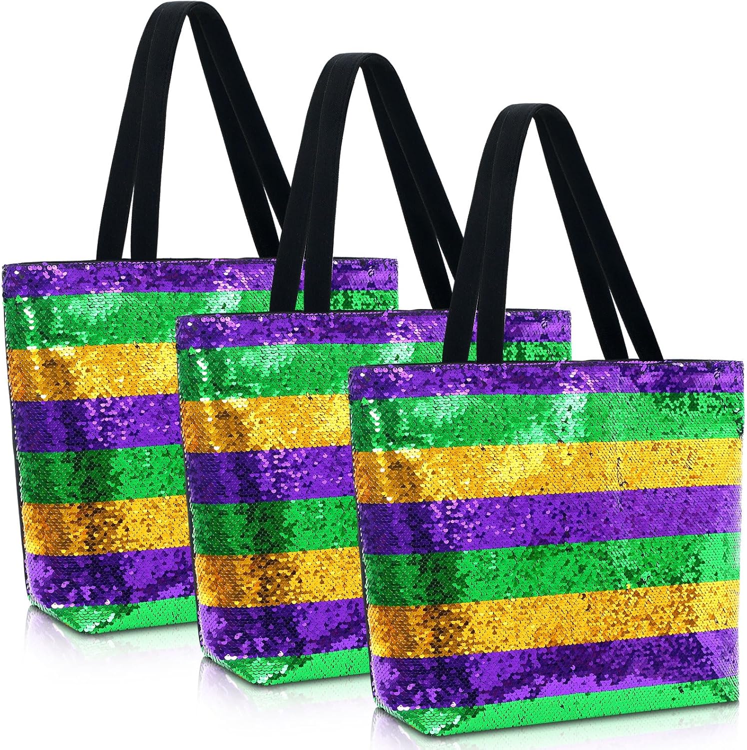 Amazon.com: Dansydaisy 3 Pcs Large Mardi Gras Tote Bags 19.7 x 15 Inch ...