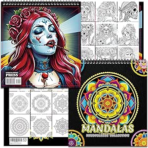 Amazon.com: FUN LAVIE Adult Coloring Book Bundle: 32 Sugar Skulls & 32 ...