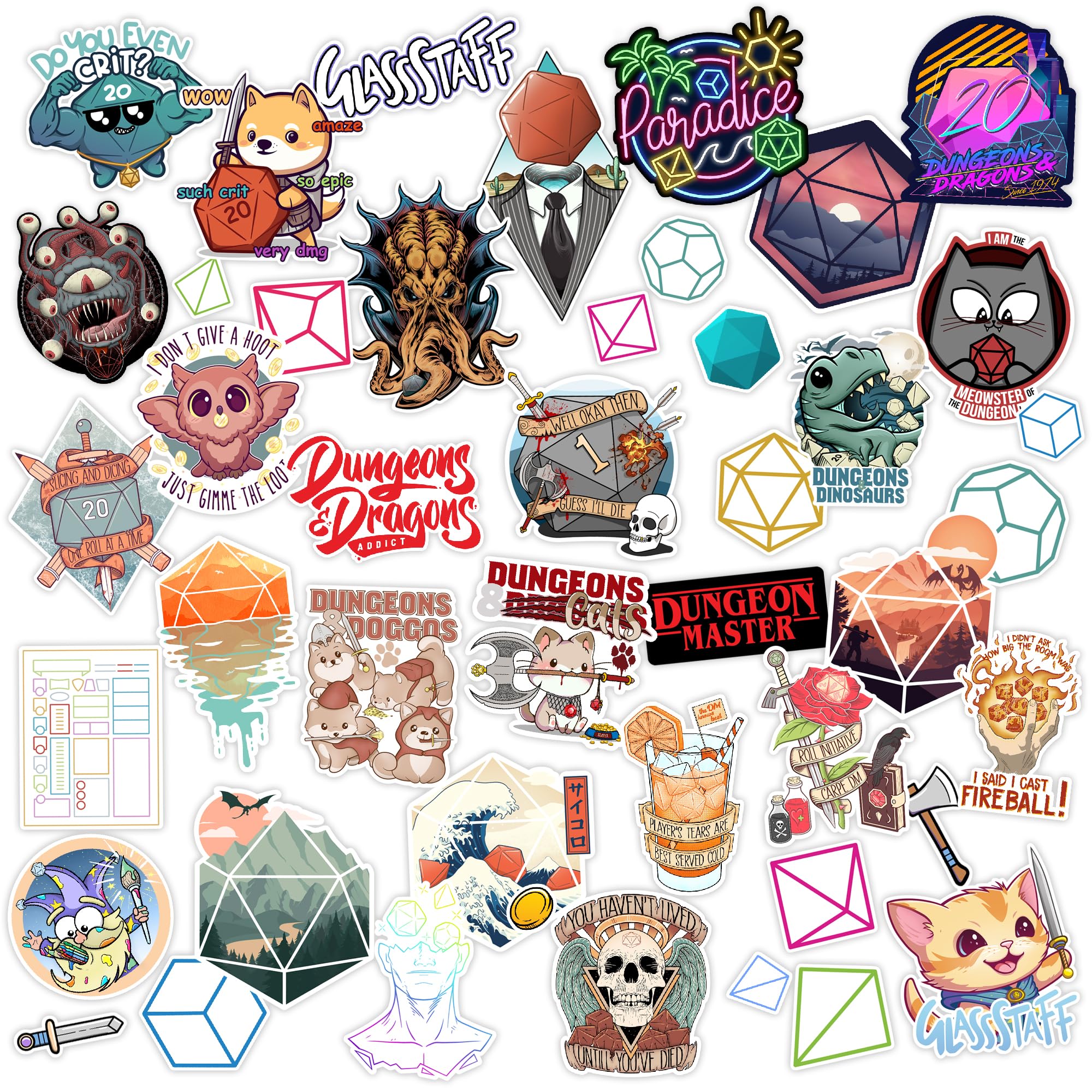 Amazon.com: Glassstaff 40+ DND Stickers Stickerbomb Pack – Dungeons and ...