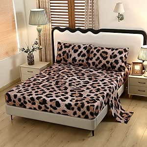 Amazon.com: SDY 4PCS Cheetah Sheets，Leopard Print Sheets Full Included ...