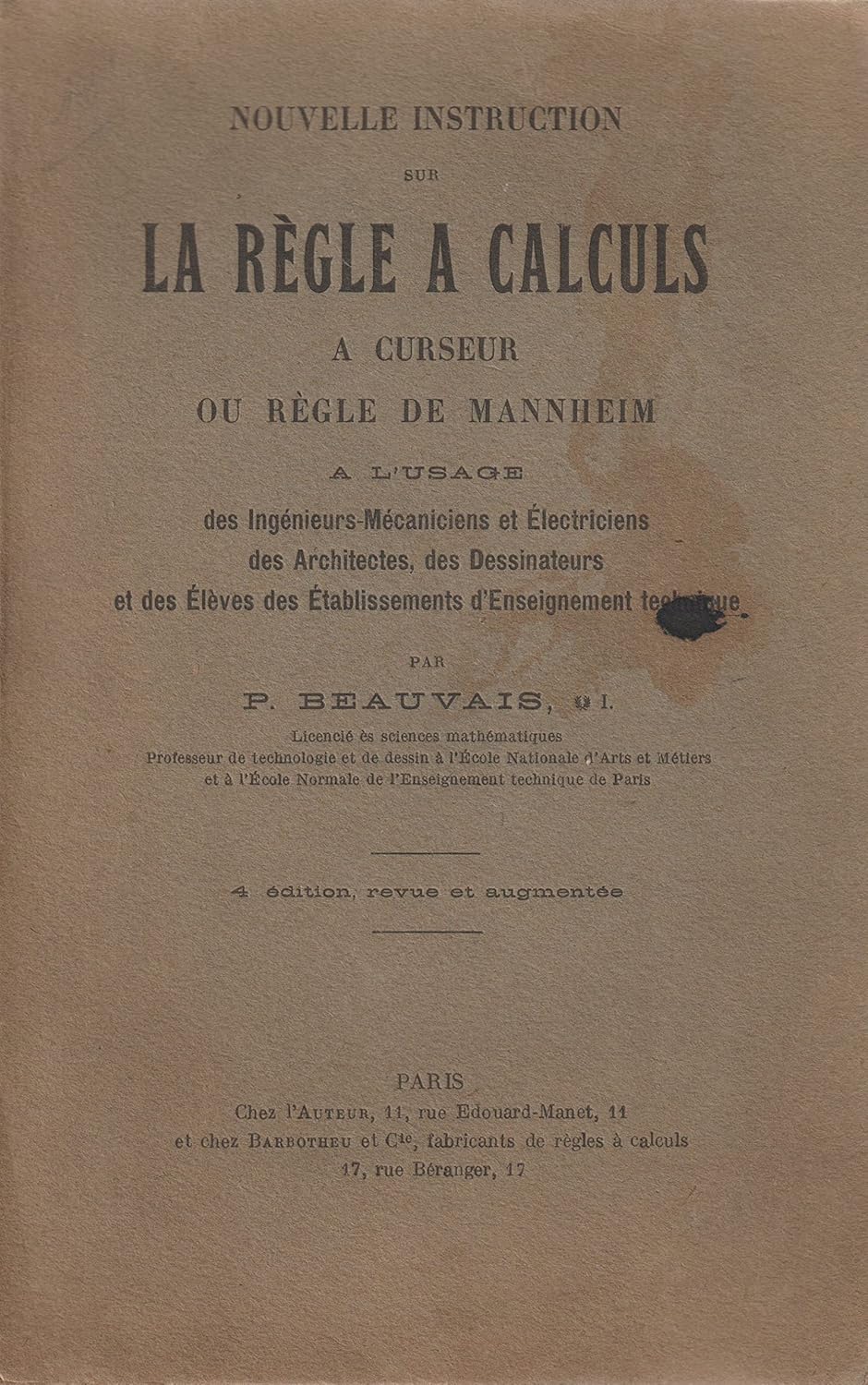 Nouvelle Instruction Sur La Regle A Calculs A Curseur Ou Regle De ...