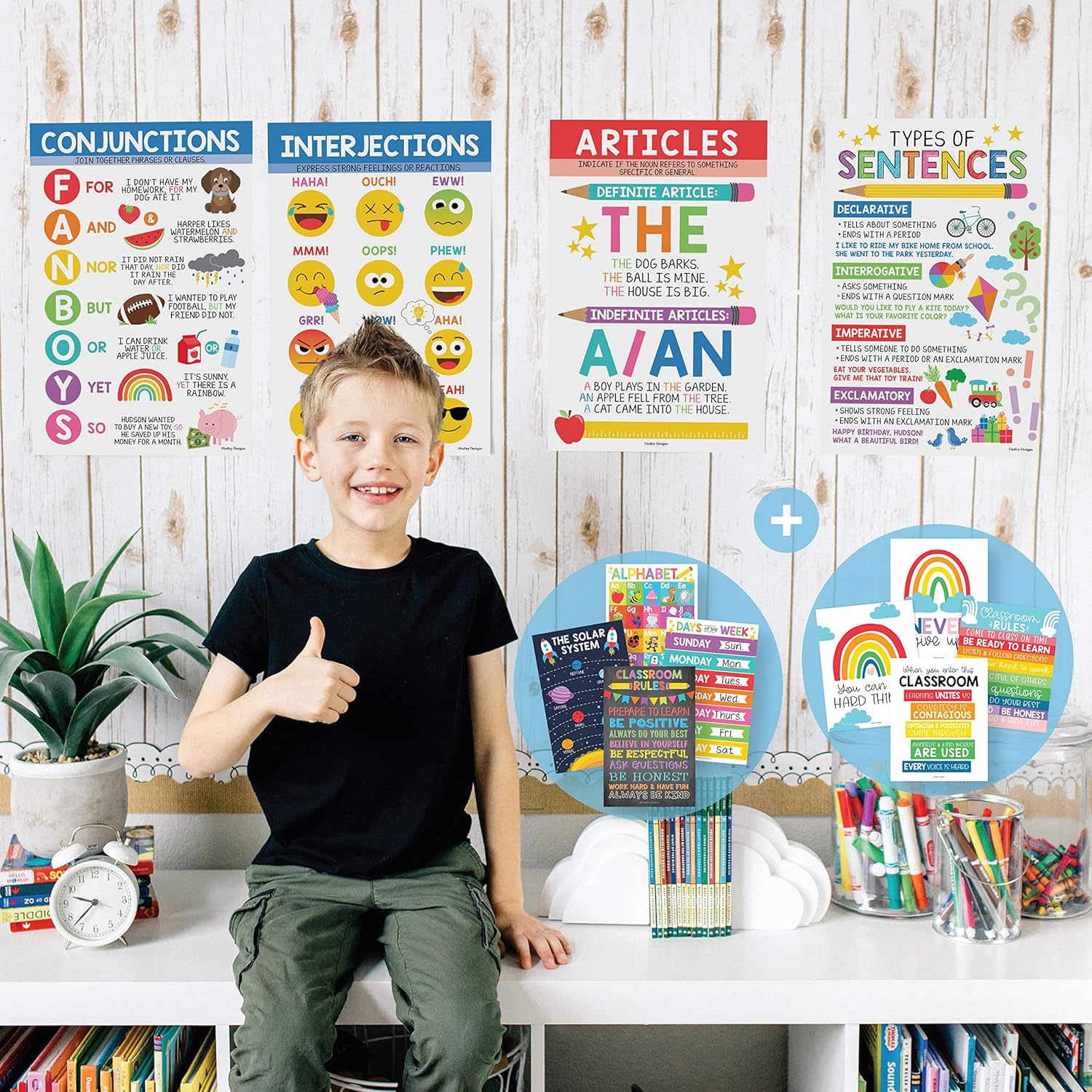 Amazon.com: 12 Colorful Parts Of Speech Posters For Elementary Posters ...