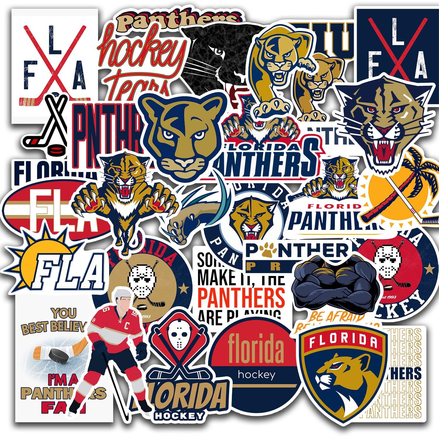 Amazon.com: 32 PCS Set of Florida Vinyl Panthers Stickers Pack Florida ...