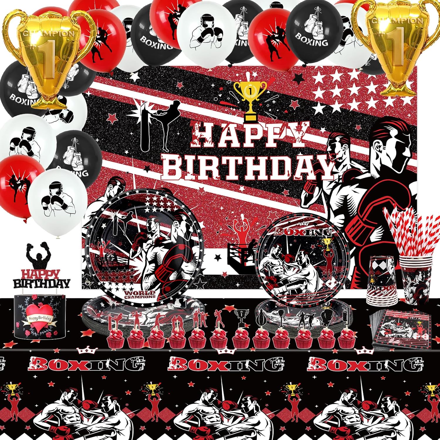 Boxing Birthday Party Decorations, Boxer Boxing Match Fight Sports ...