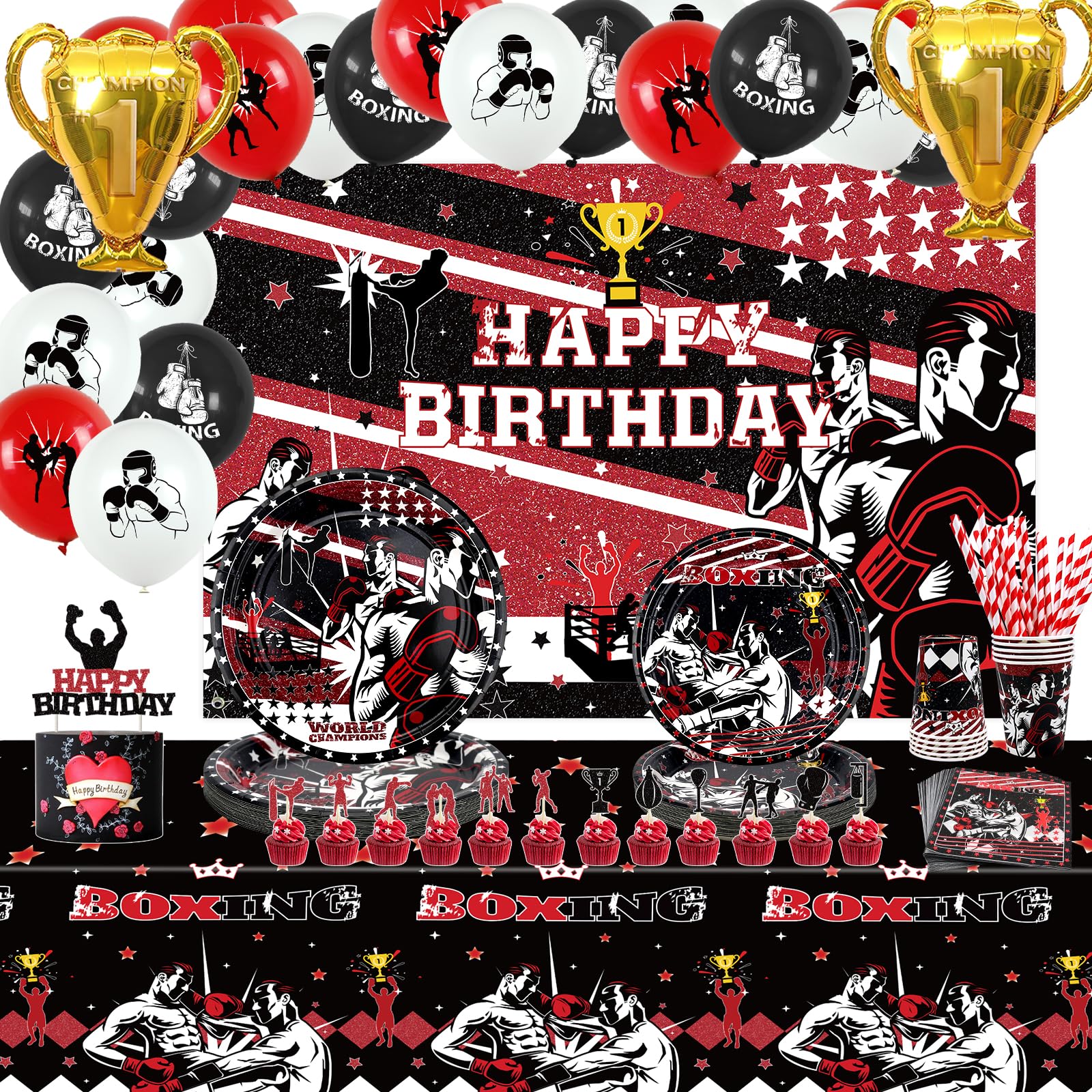 Boxing Birthday Party Decorations, Boxer Boxing Match Fight Sports ...