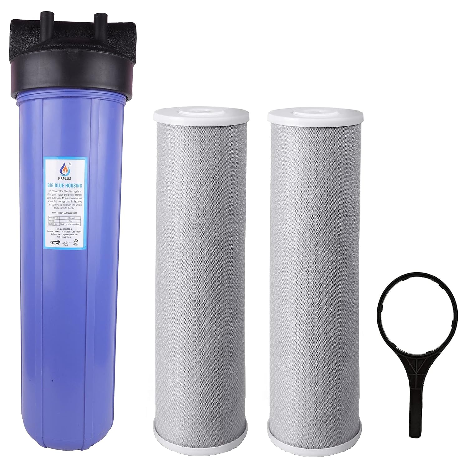 KRPLUS® 20 Inch Big Blue Jumbo Filter Housing with 2 Pcs of Jumbo CTO ...