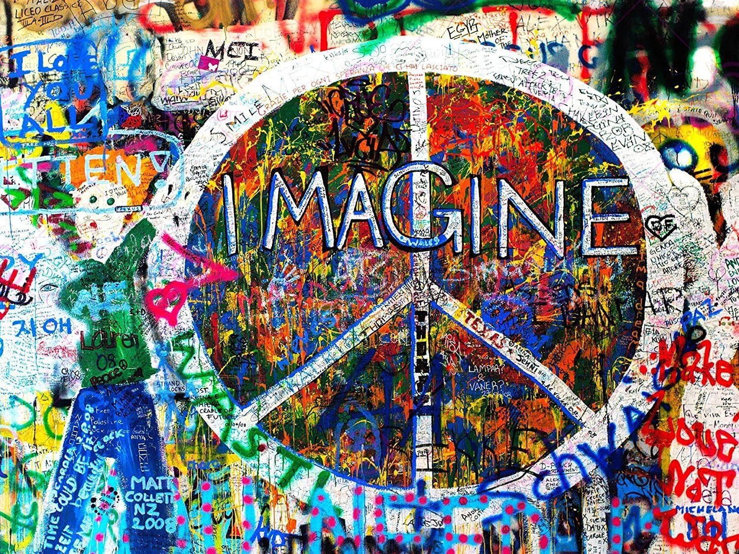 Amazon.com: Doppelganger33 LTD Graffiti Mural Street Wall Imagine Peace ...