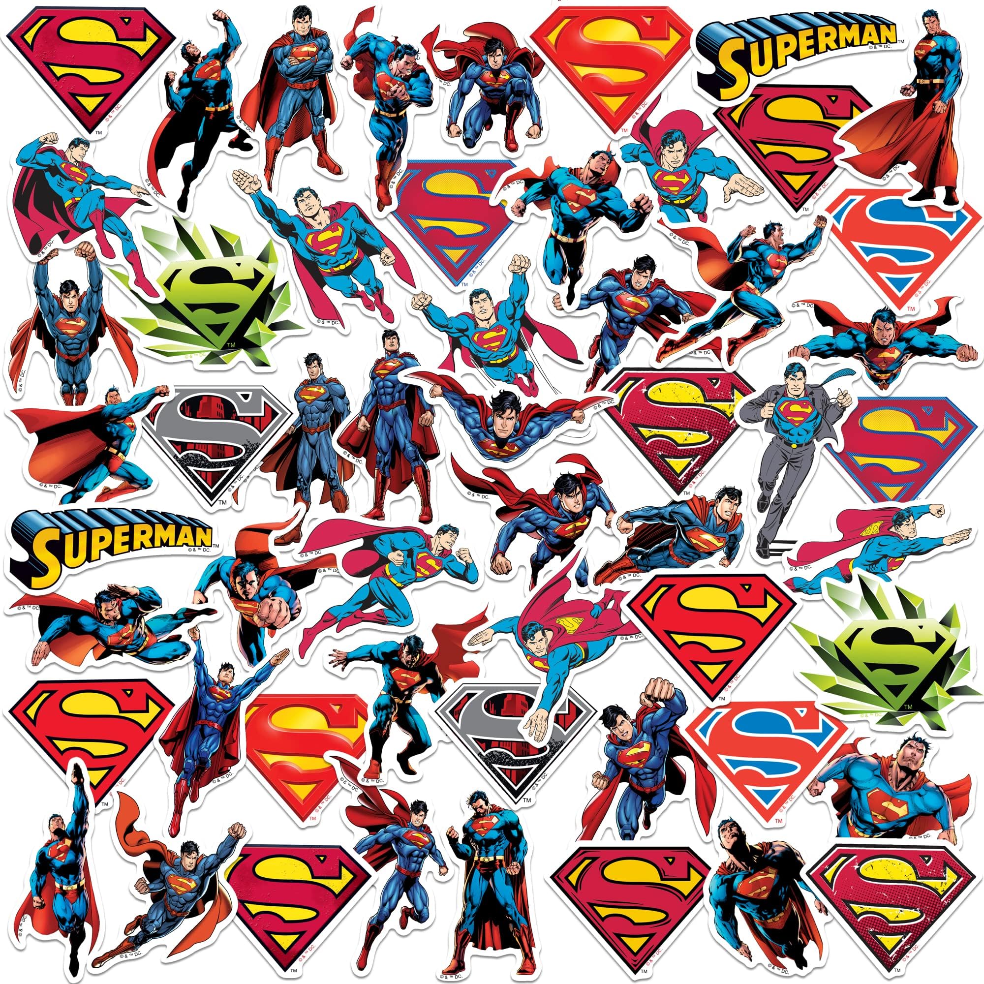 Amazon.com: Superman Character Poses 50CT Sticker Pack Large Deluxe ...