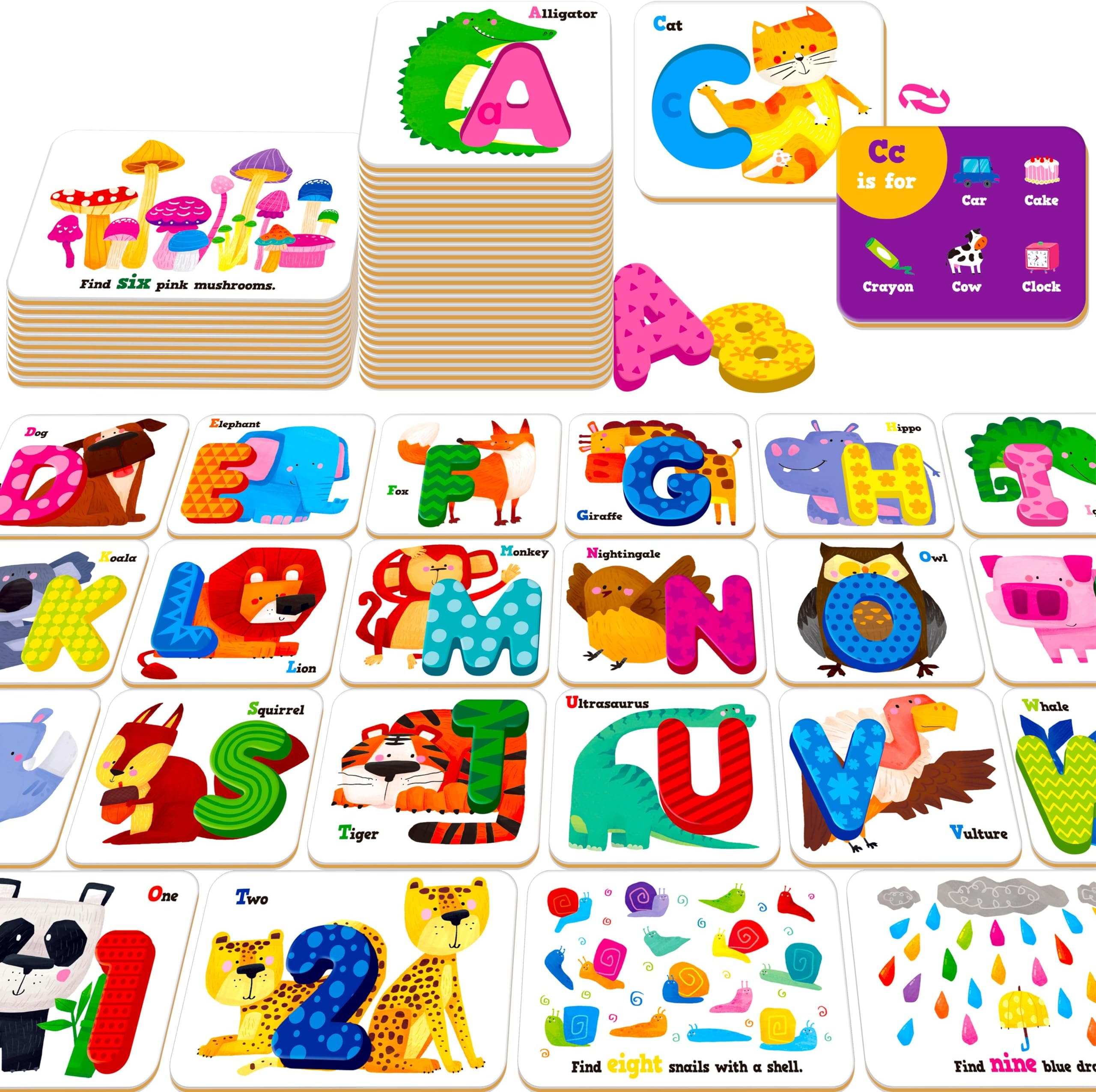 Amazon.com: Alphabet & Numbers Cards Set, 37 Magnetic Letters and ...