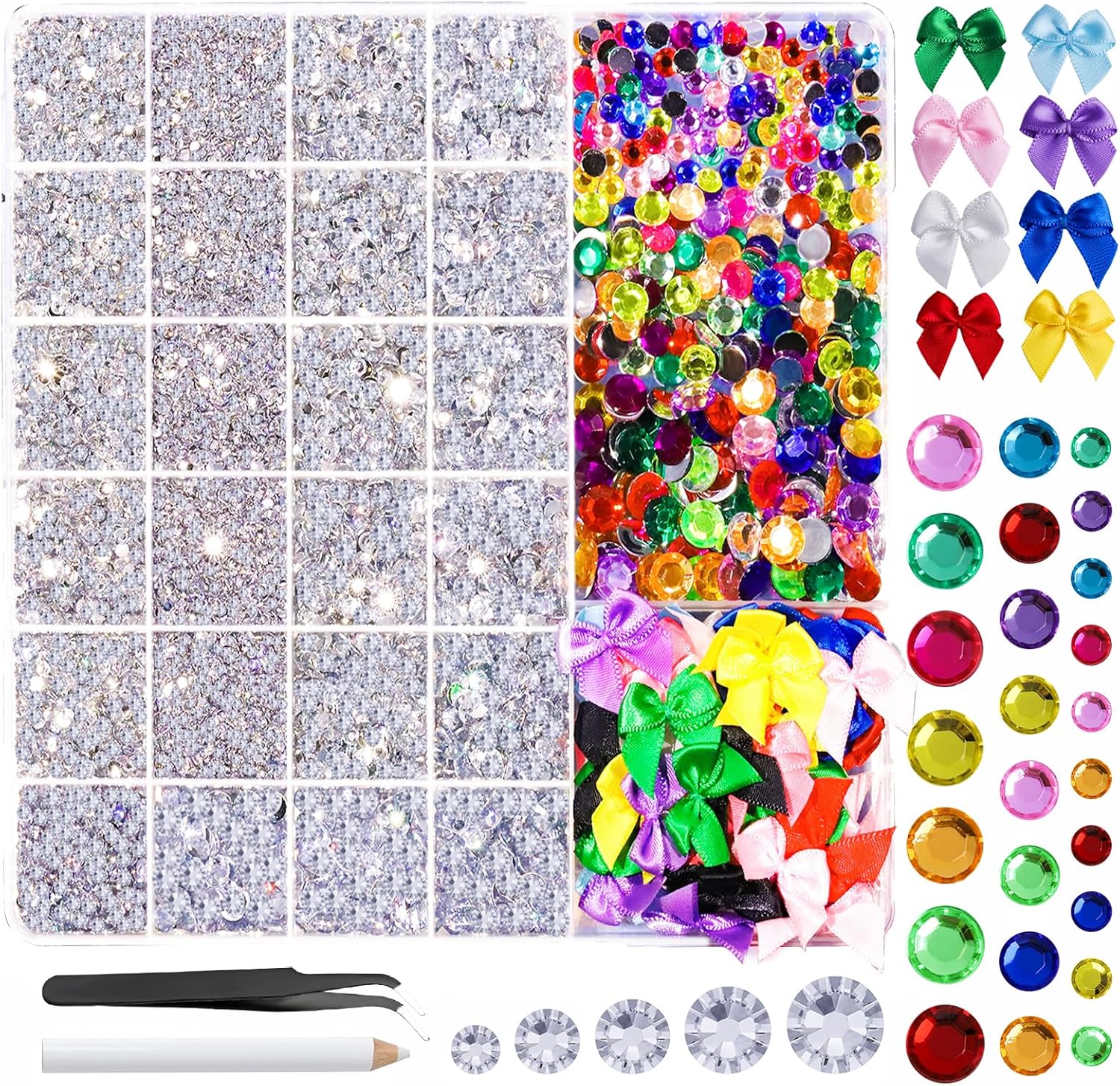 Amazon.com: FANDAMEI 24000Pcs Silver Rhinestone Kit, Resin Rhinestones ...