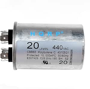 HQRP 20uF 370-440V Run Capacitor AC Electric Motor Start HVAC Blower Compressor Pump 20MFD CBB65 ...