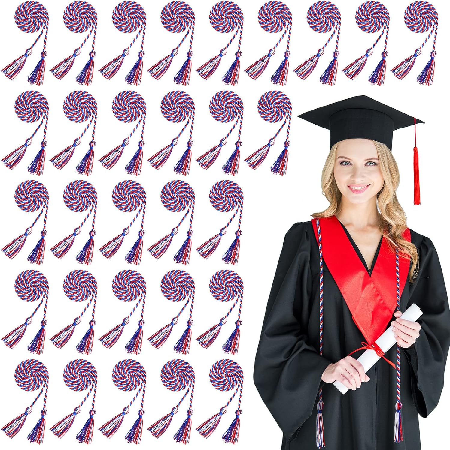 Amazon.com: Woanger 30 Pcs 2025 Graduation Cords 67 Inch Braided Honor ...