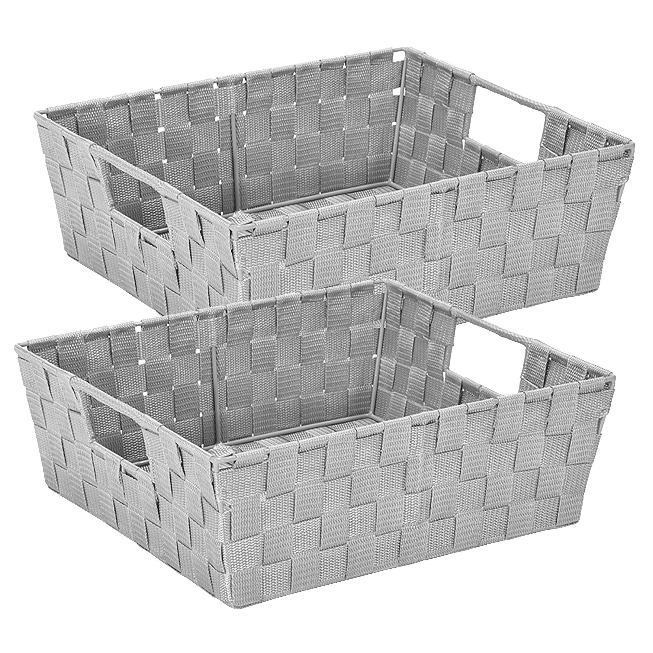 Amazon.com: Simplify Large Shelf Woven Strap Tote, Decorative Storage ...