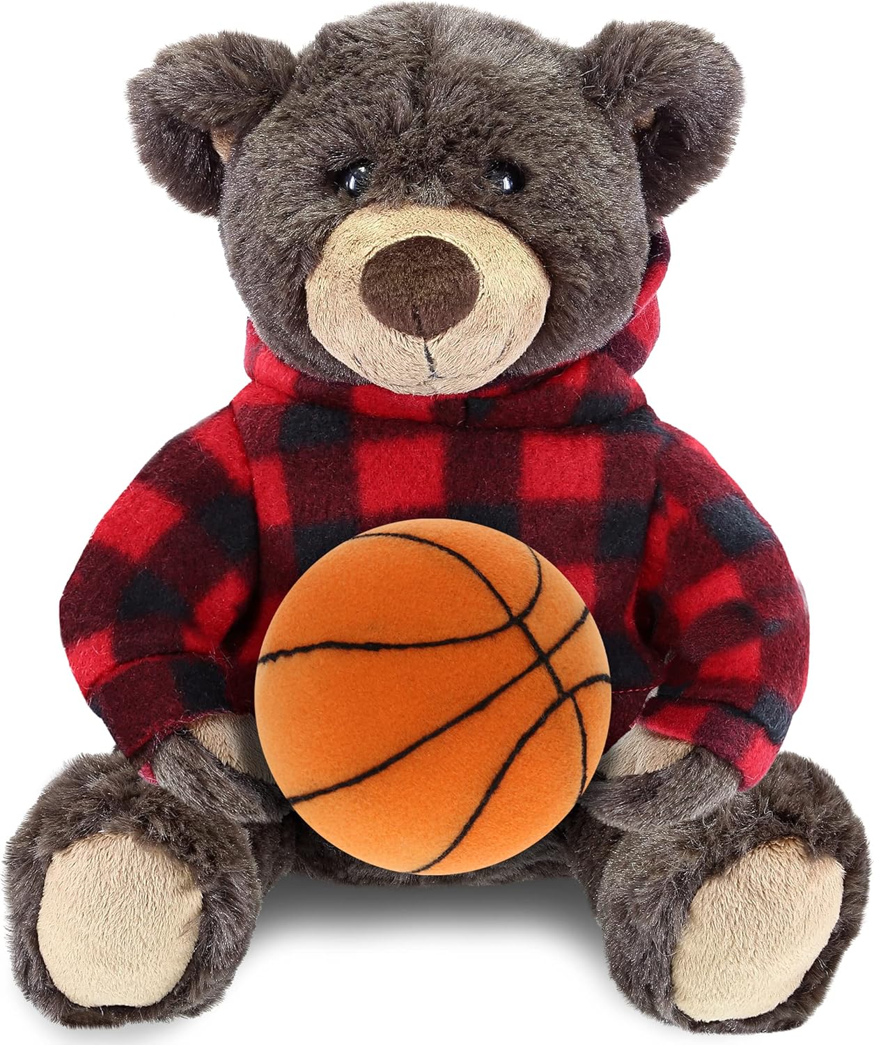 Amazon.com: DolliBu Brown Bear Stuffed Animal with Basketball Plush ...