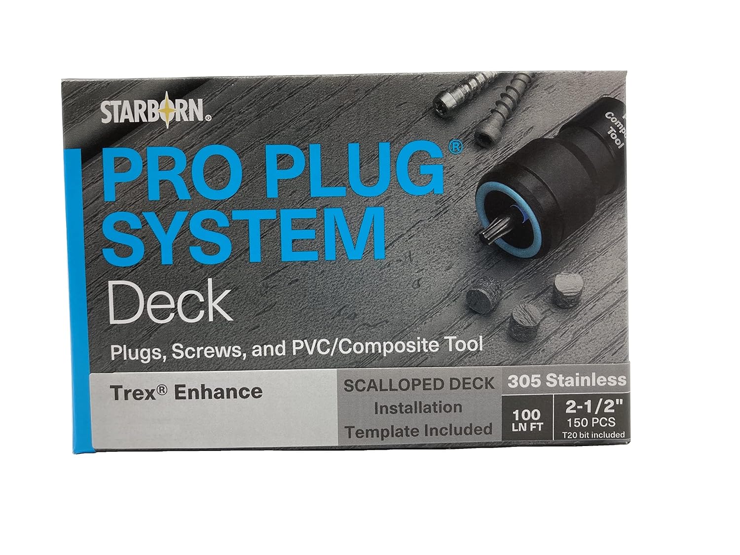 Pro Plug System PXDT634S250 for Trex Enhance Rocky Harbor Decking 100 ...