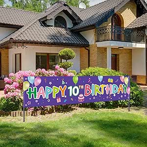 Amazon.com: Sumind Colorful 10th Birthday Yard Sign, Happy 10th Birthday Banner, Happy Birthday ...
