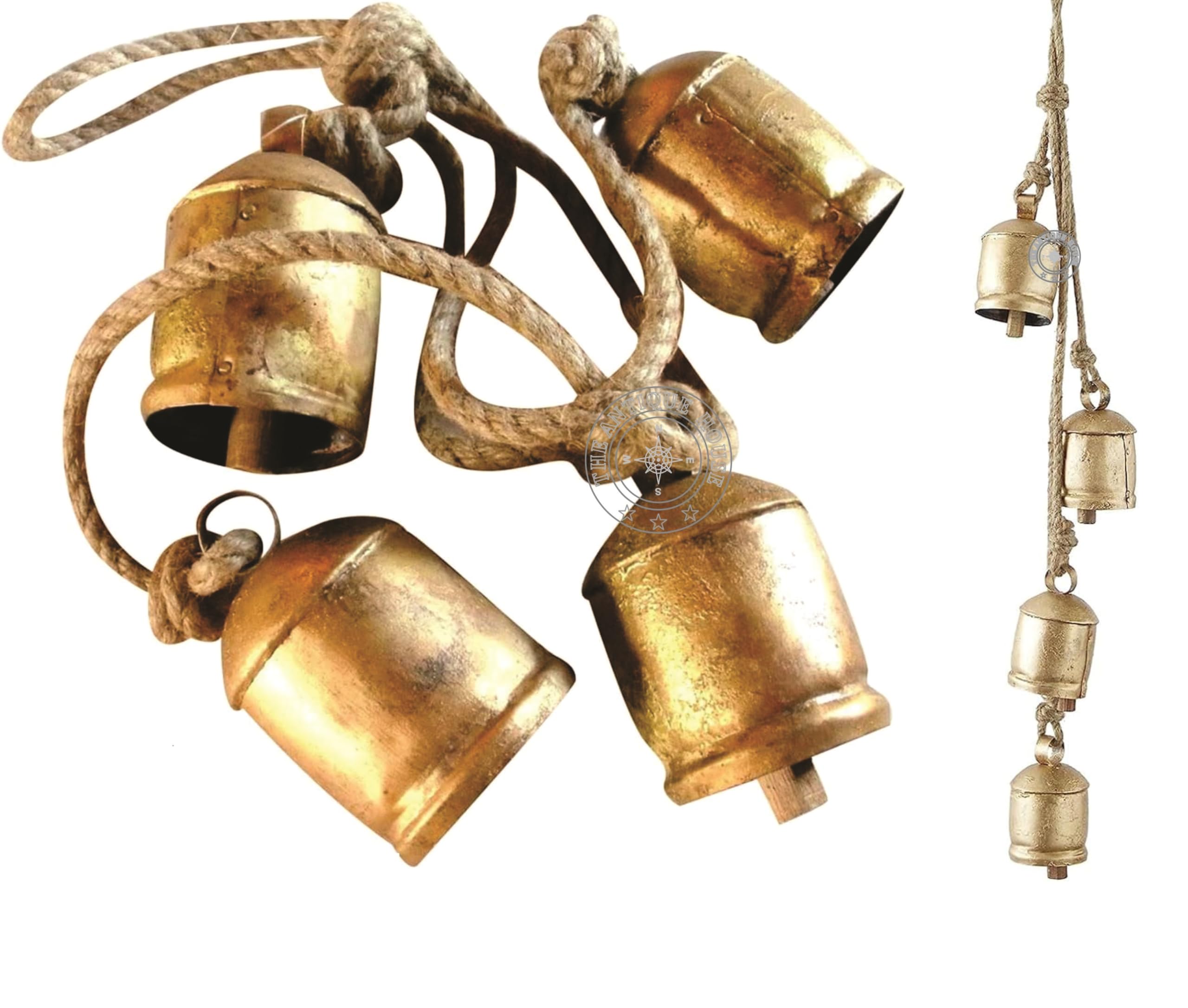 Set of 4 Shabby Chic Country Style Rustic Metal Hanging Giant Cow Bells ...
