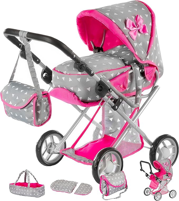 Amazon.com: Kinderplay Baby Doll Stroller | Baby Doll Pram | Baby Doll ...
