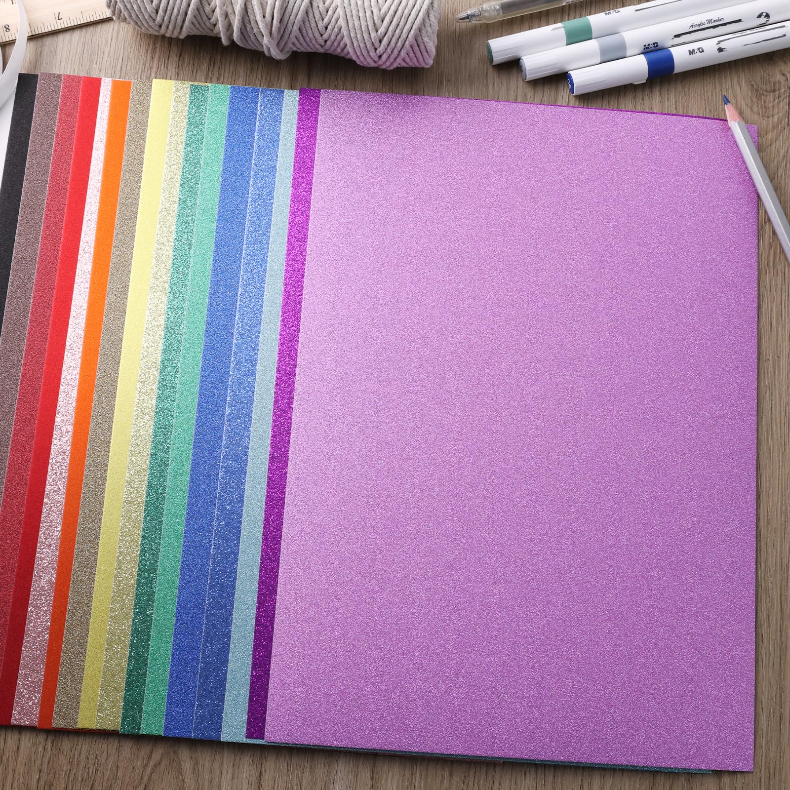 Snapklik.com : 25 Sheets Glitter Cardstock 8.5 X 11, Premium Sparkle ...