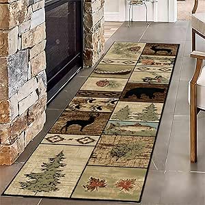 Amazon.com: Rustic Cabin Lodge Bear Rug Runner Rugs 2x6ft, for Hallway ...