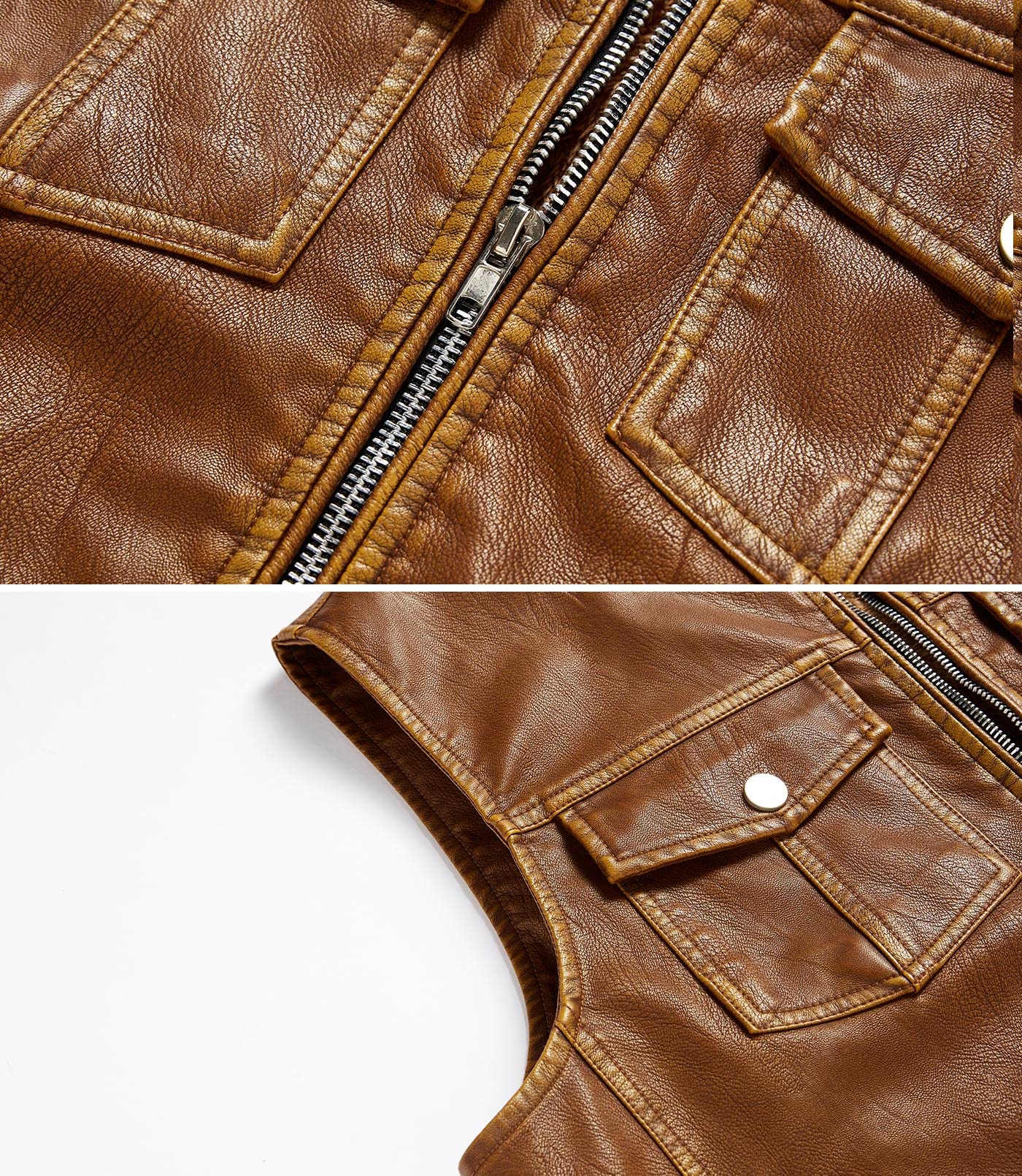 Snapklik.com : NAVEKULL Mens Leather Motorcycle Vest Black Vintage Riding Biker Faux Leather Vests