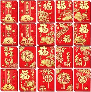 Amazon.com : Layhit 120 Pcs Chinese New Year Red Envelopes Bulk Fu ...