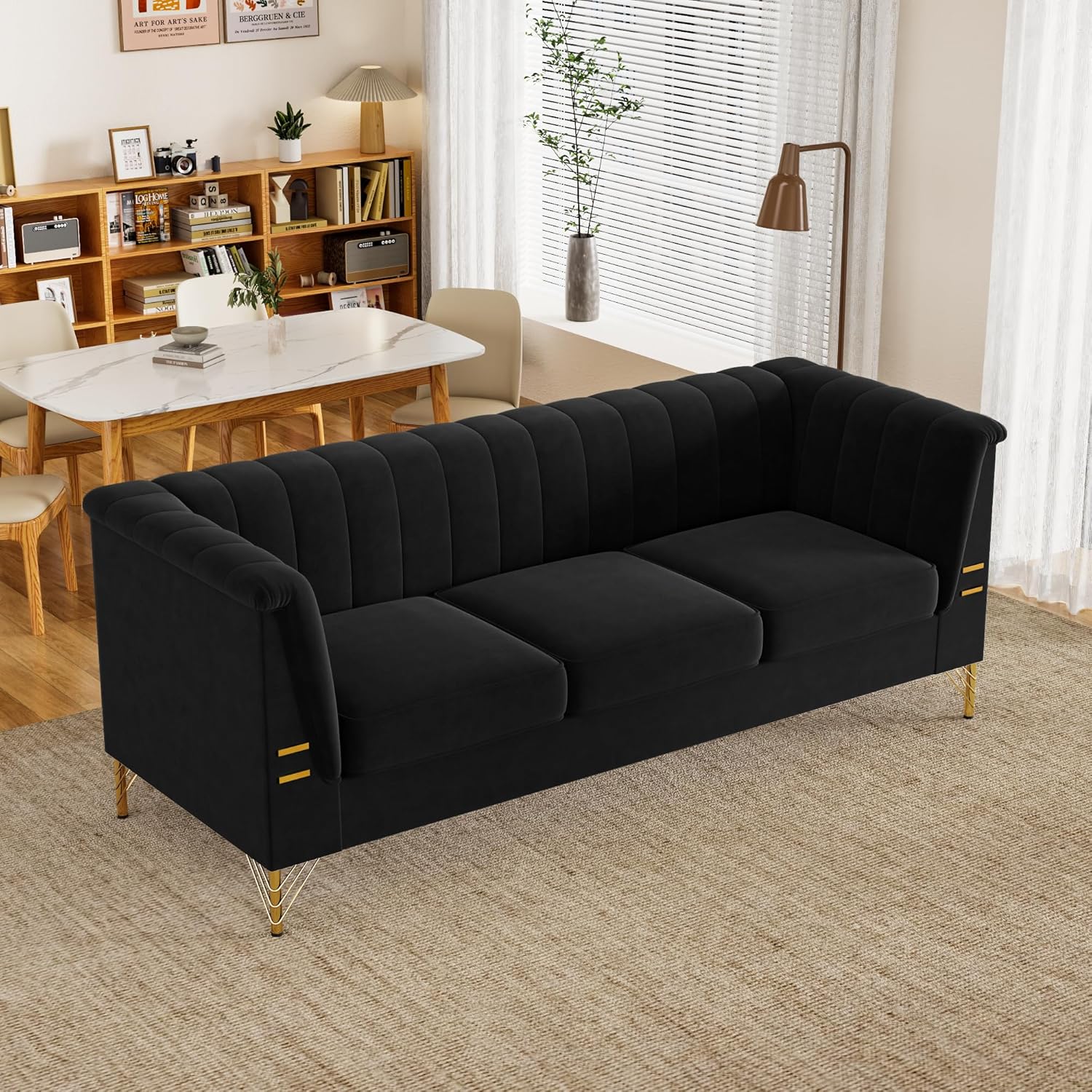 Amazon.com: ERYE Mid-Century Modern Chenille Upholstered 3 Seaters Sofa ...