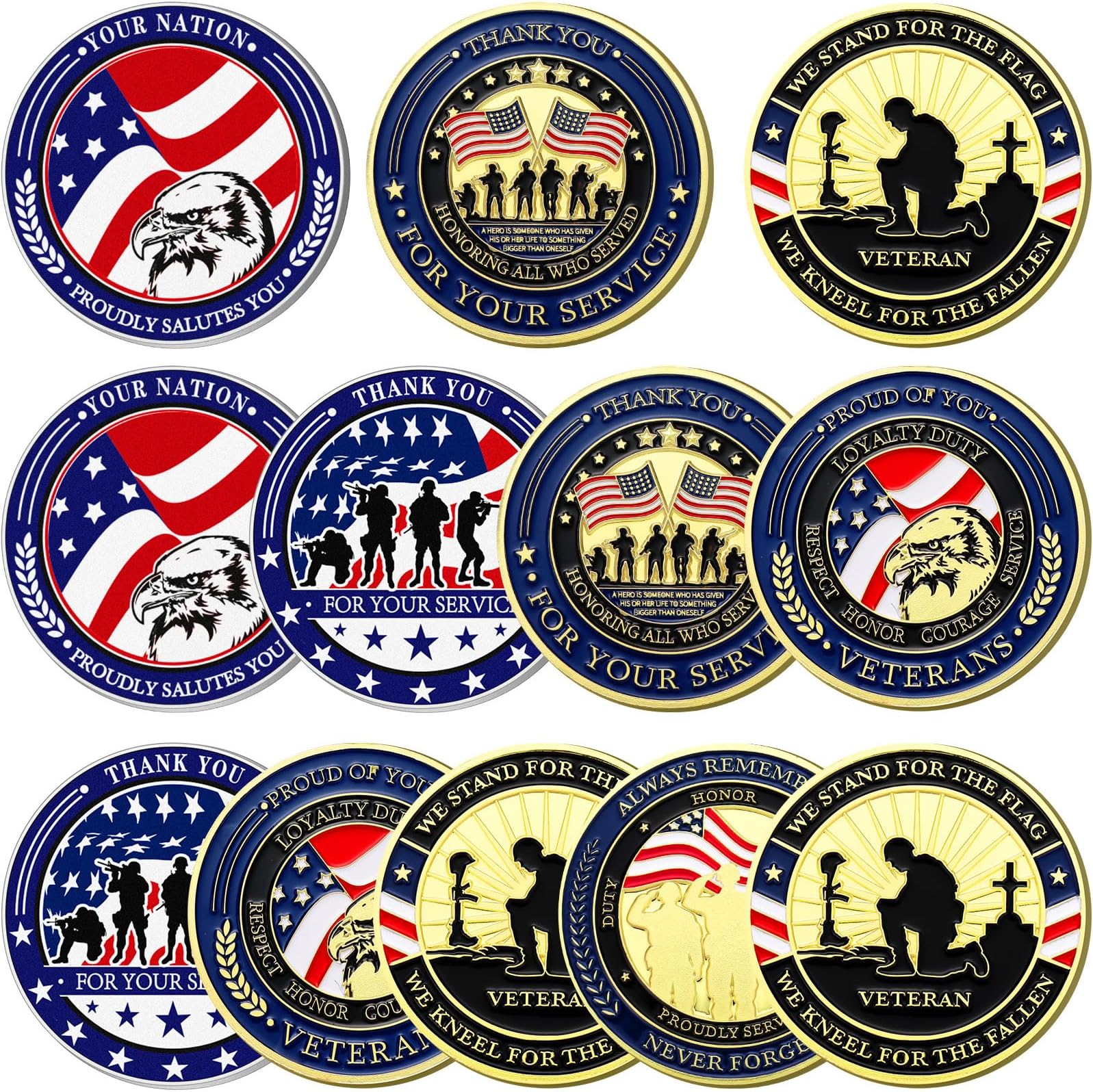 Amazon.com: 10 Pcs Military Challenge Coins Thank You for Your Service ...
