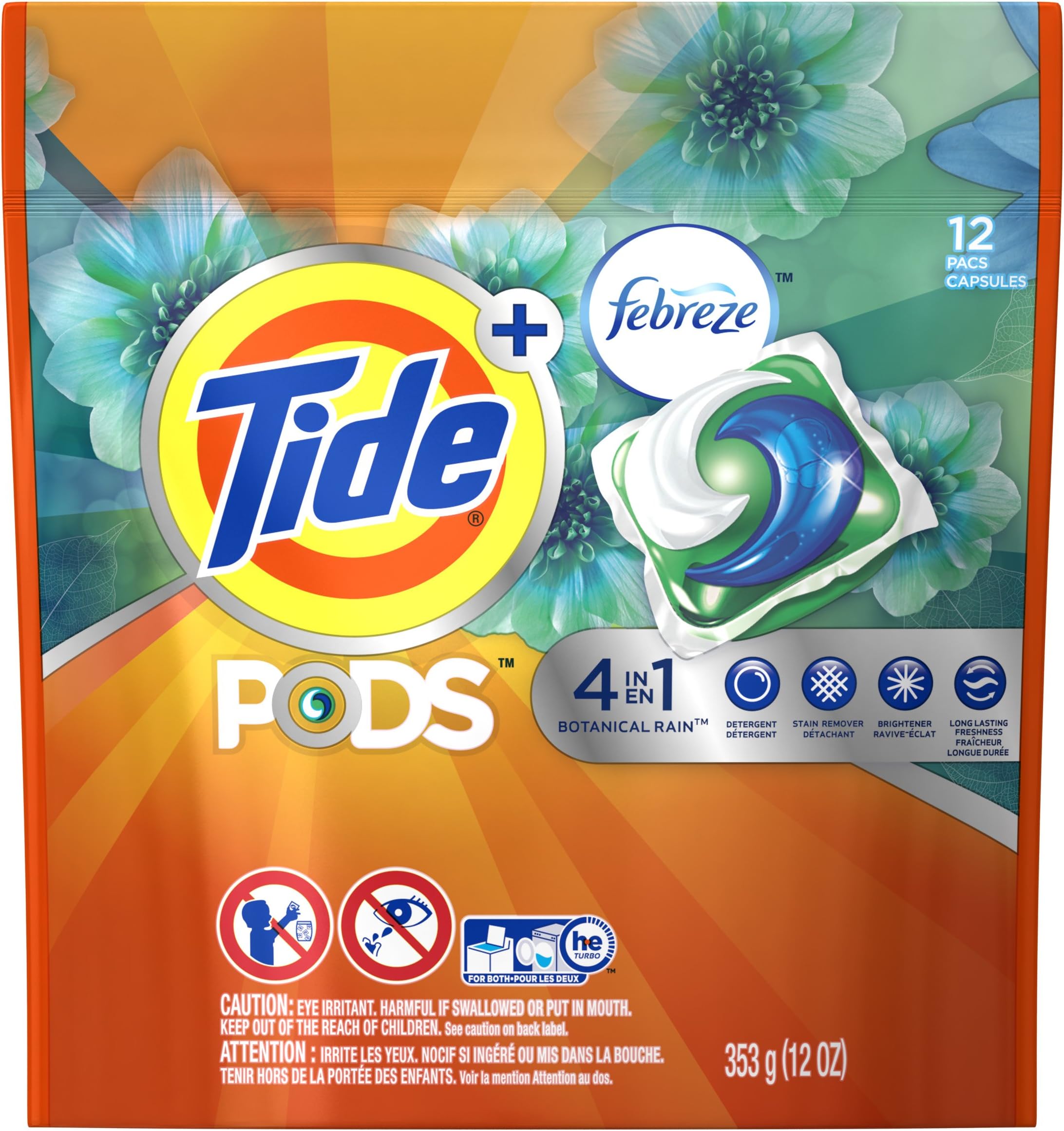 Amazon.com: Tide PODS Plus Febreze, Botanical Rain, HE Turbo Laundry ...