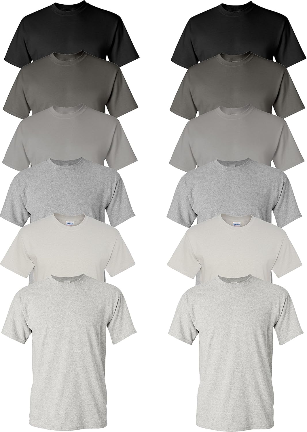 Gildan Men's Classic Heavy Cotton Tearaway Labels T-Shirts (Pack of 12 ...